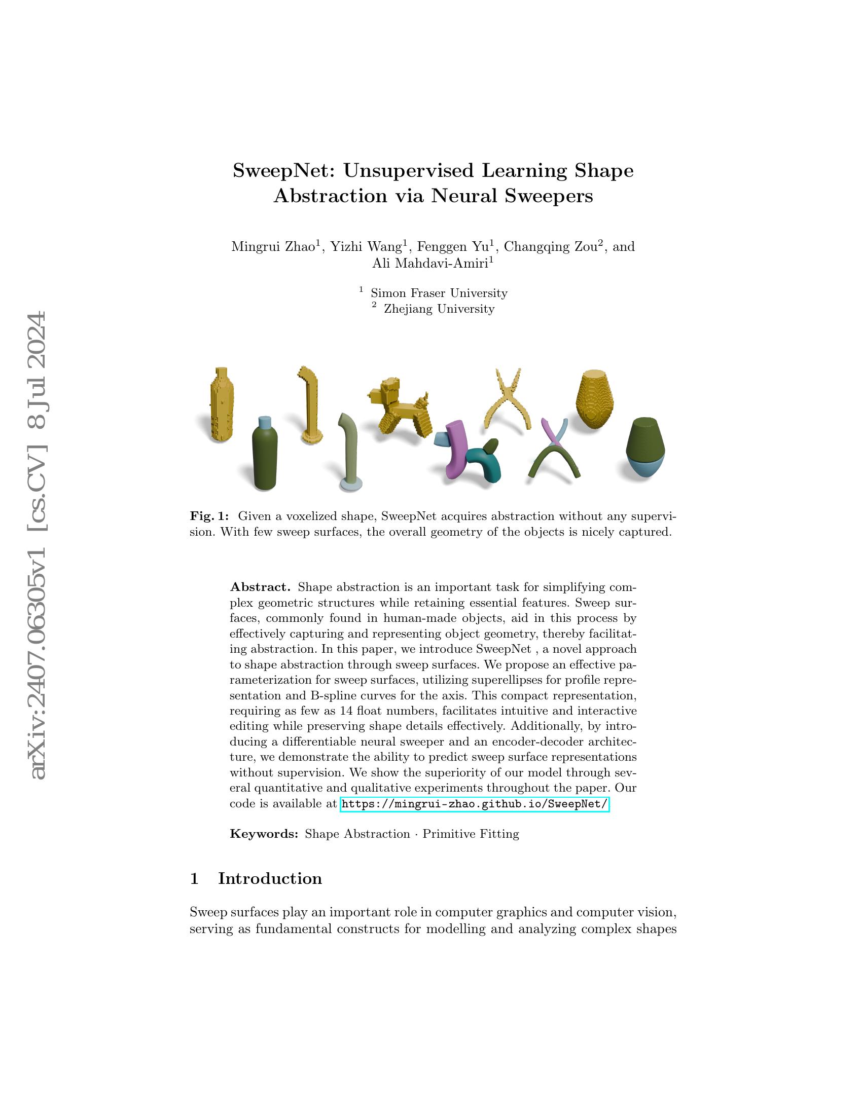 SweepNet: Unsupervised Learning Shape Abstraction via Neural Sweepers - 智源社区论文