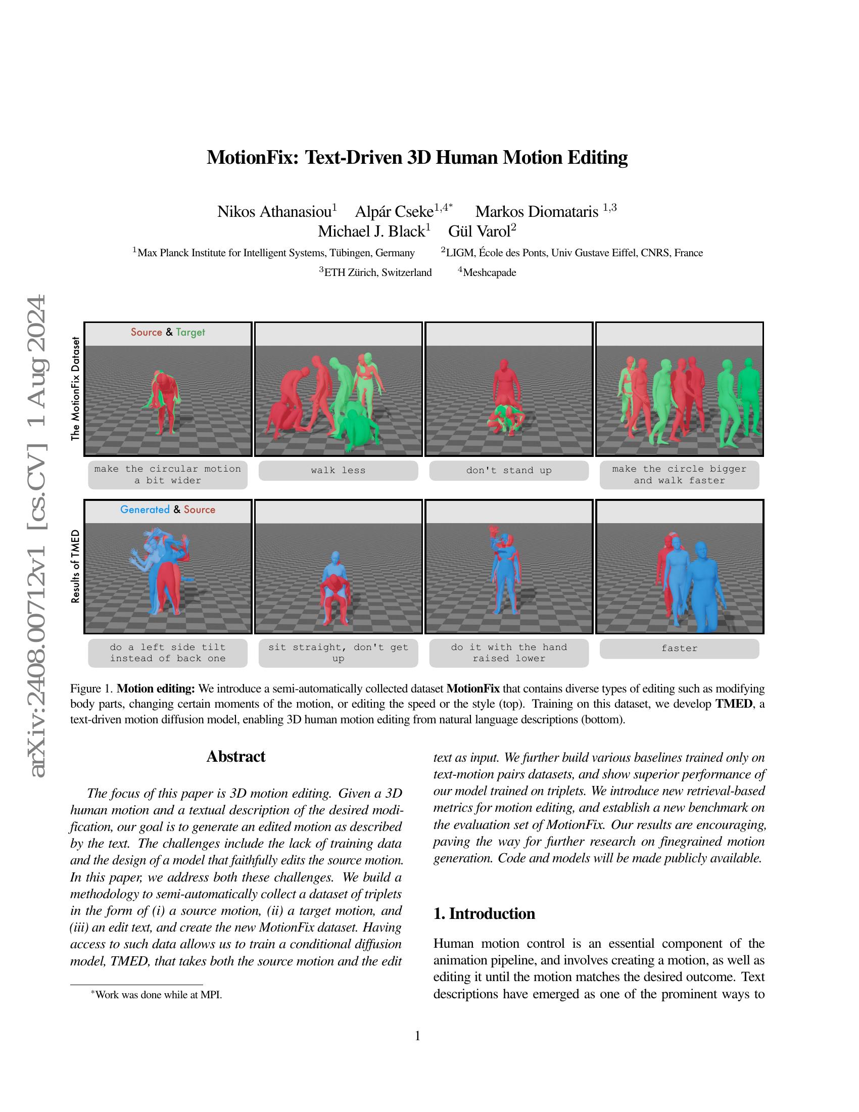 MotionFix: Text-Driven 3D Human Motion Editing - 智源社区论文
