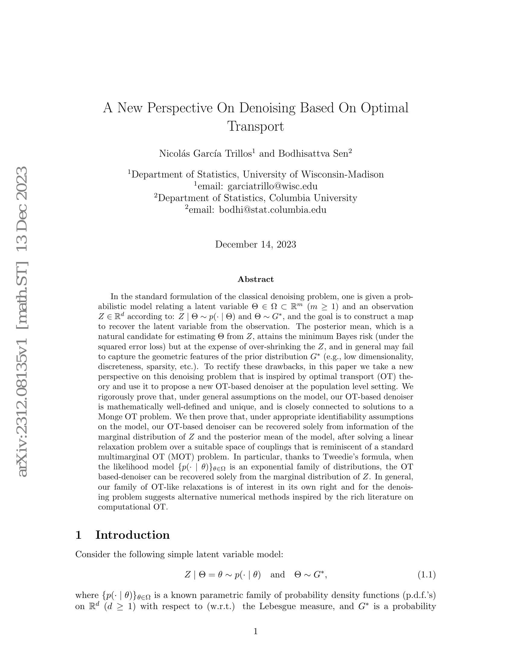 A New Perspective On Denoising Based On Optimal Transport - 智源社区论文
