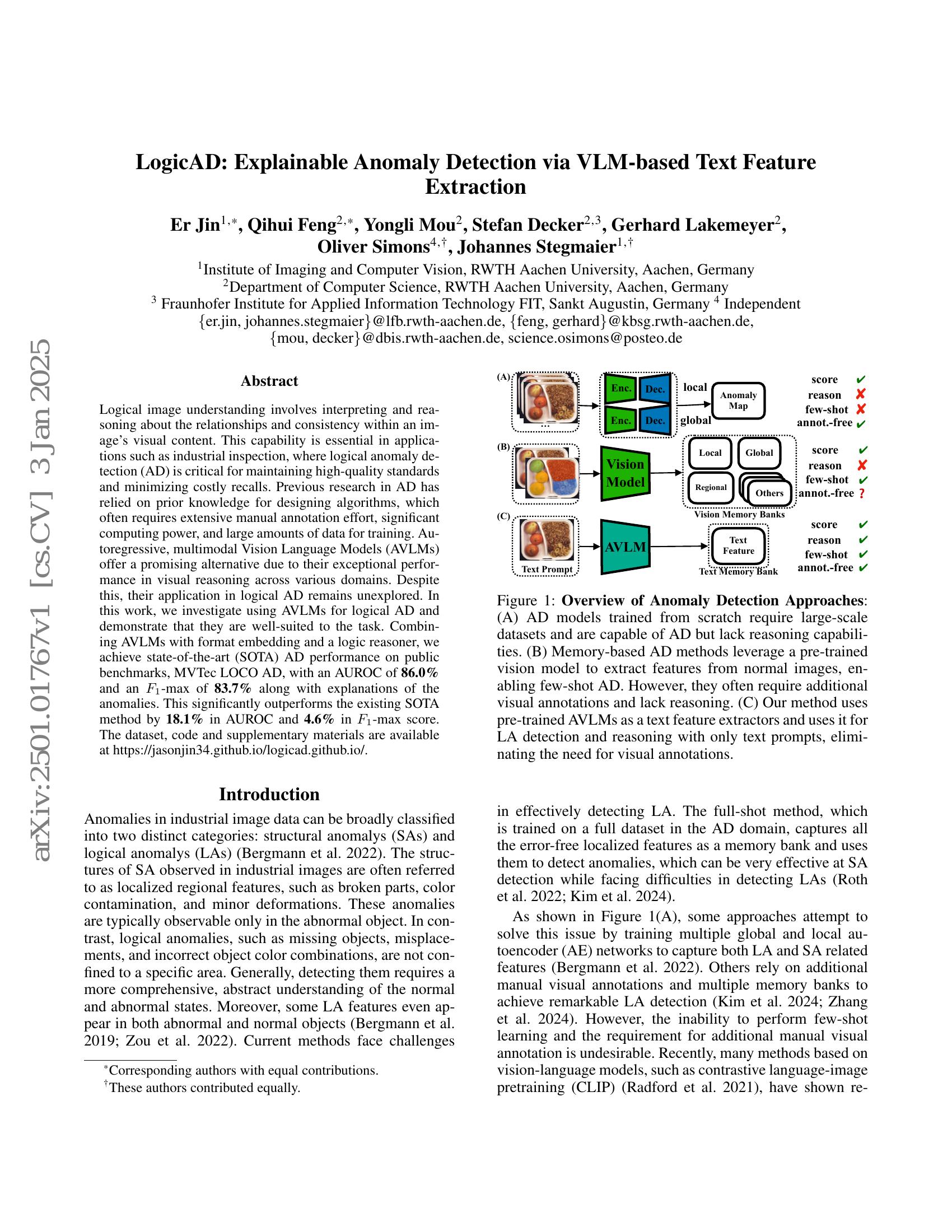 LogicAD: Explainable Anomaly Detection via VLM-based Text Feature Extraction - 智源社区论文