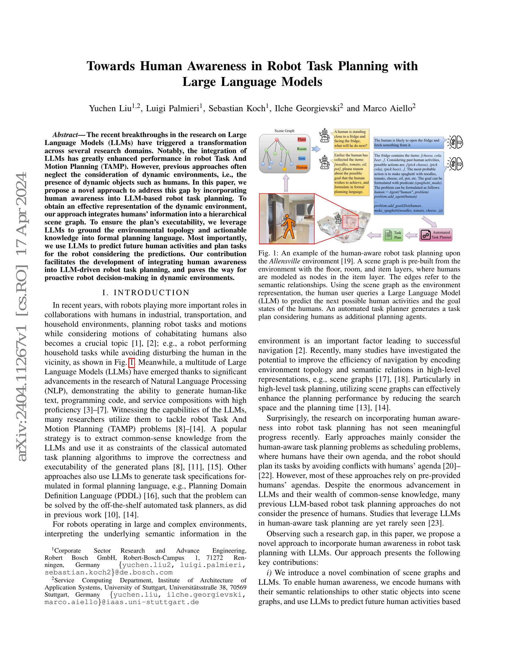 Towards Human Awareness in Robot Task Planning with Large Language ...