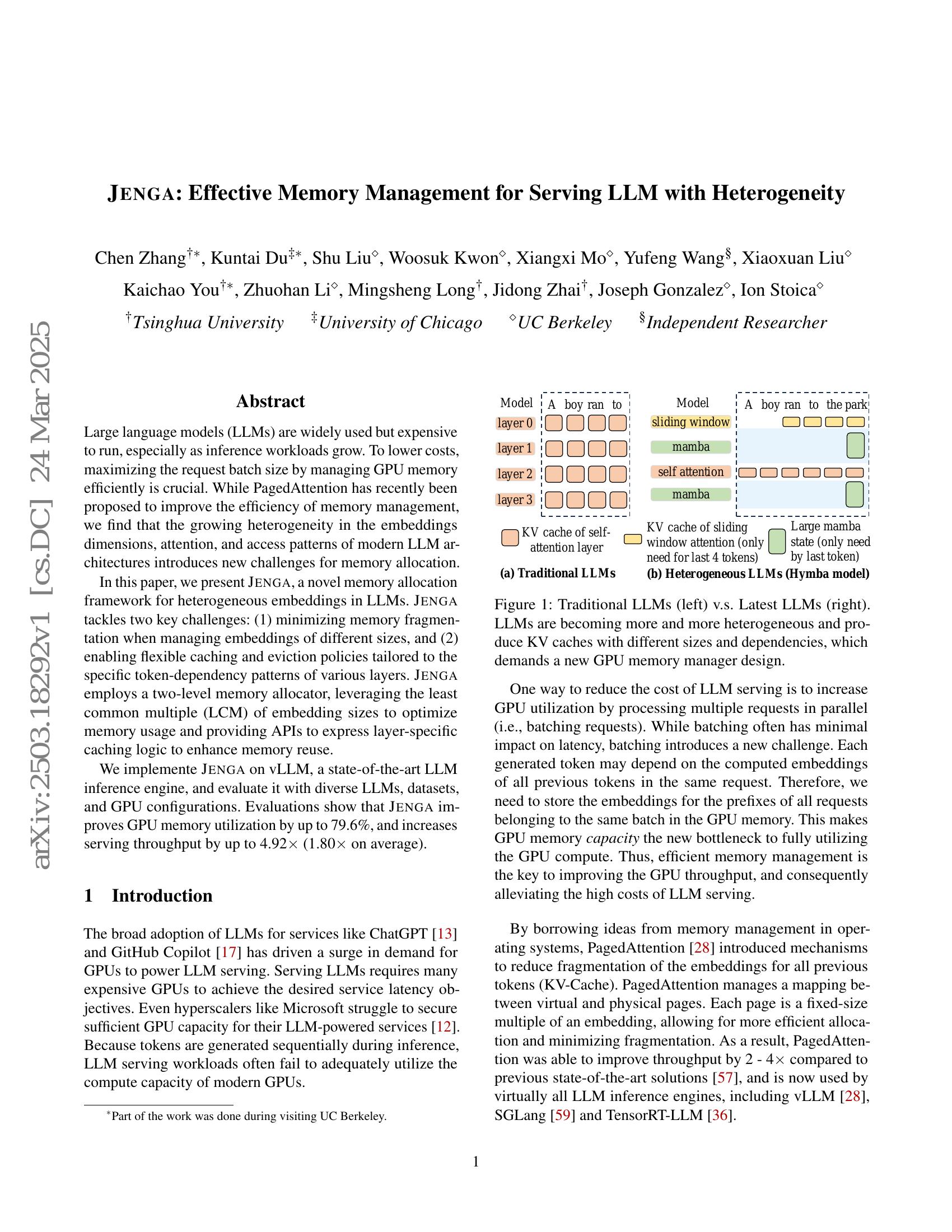 Jenga: Effective Memory Management for Serving LLM with Heterogeneity ...