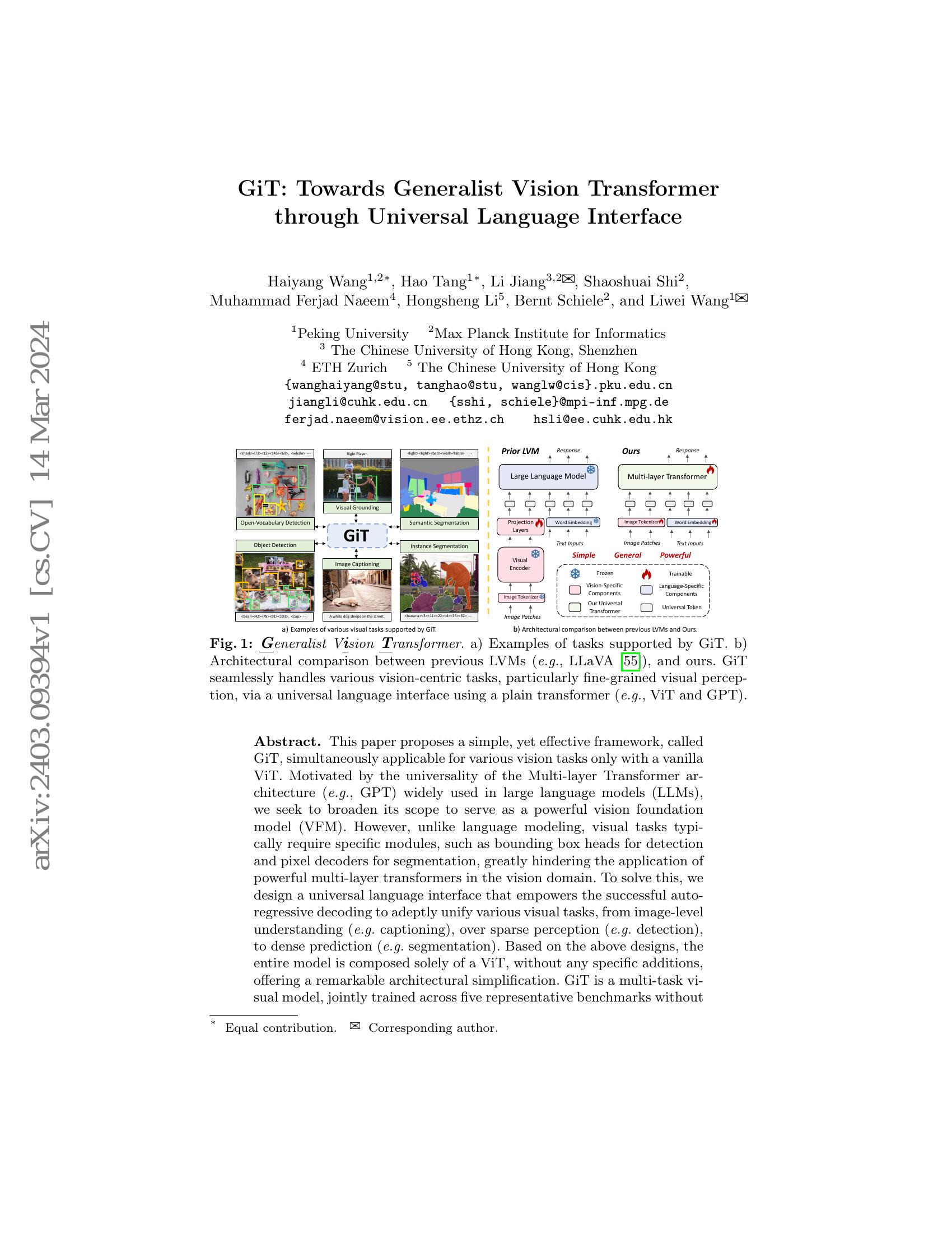 GiT: Towards Generalist Vision Transformer through Universal Language Interface - 智源社区论文