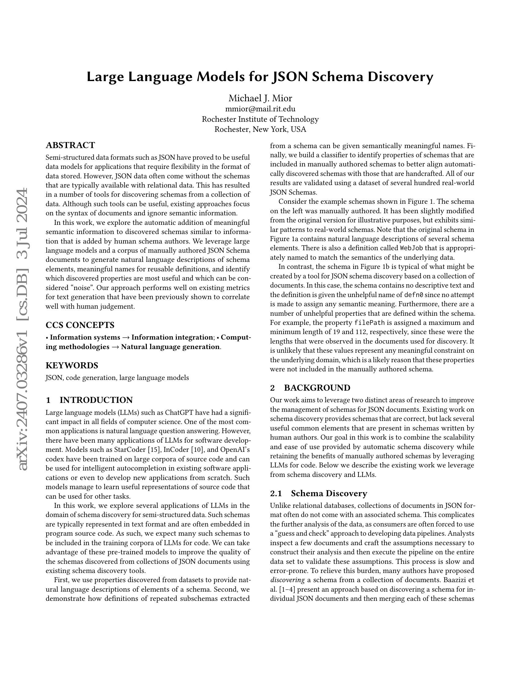 Large Language Models for JSON Schema Discovery - 智源社区论文