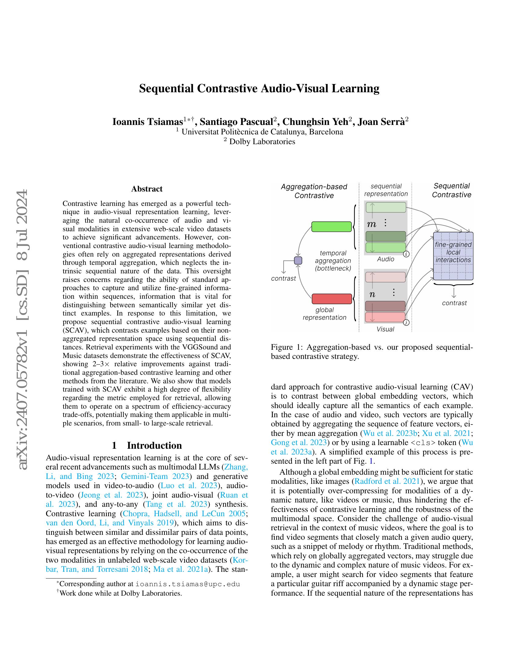 Sequential Contrastive Audio-Visual Learning - 智源社区论文