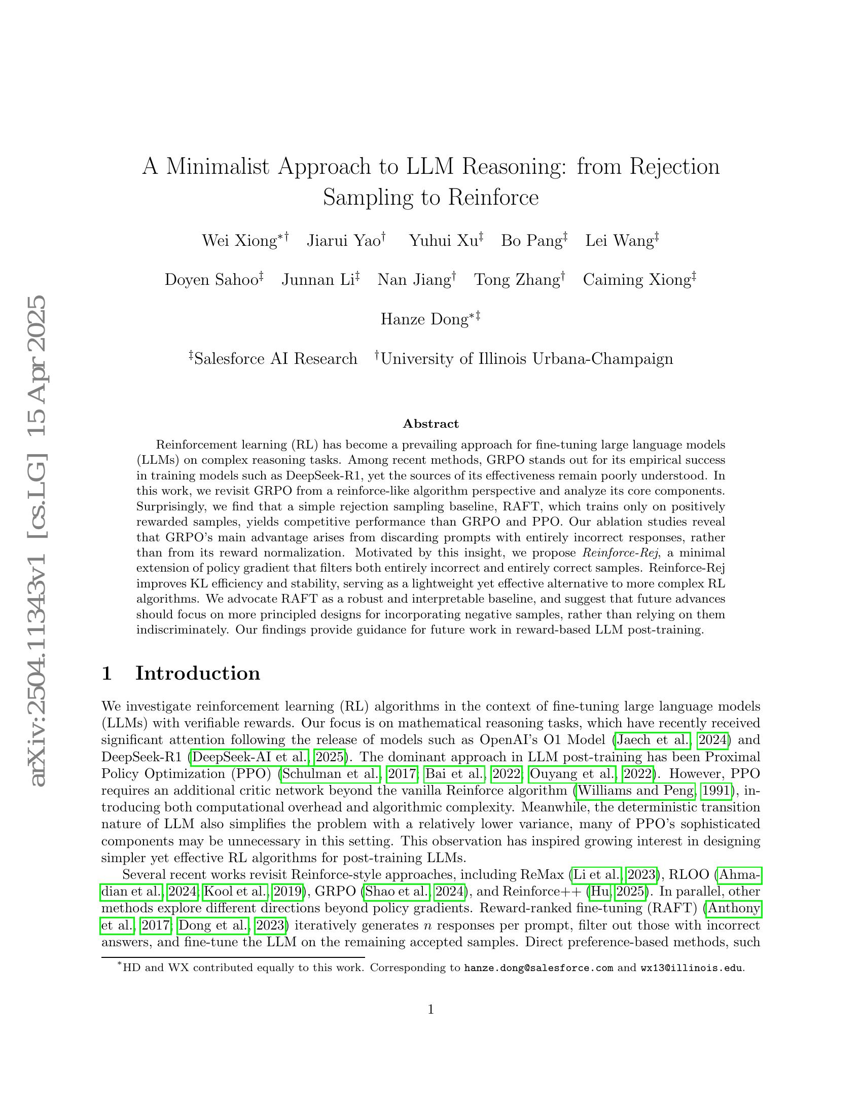 A Minimalist Approach to LLM Reasoning: from Rejection Sampling to ...