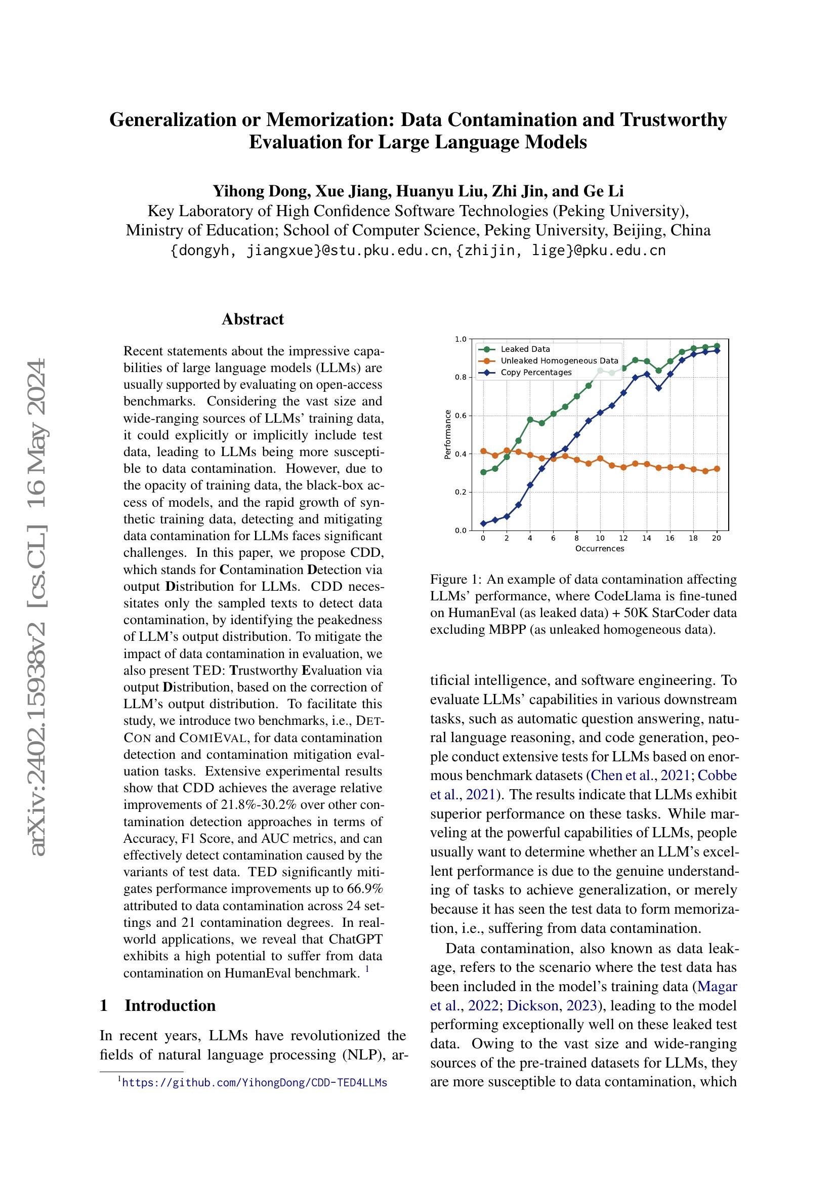 Generalization or Memorization: Data Contamination and Trustworthy Evaluation for Large Language ...