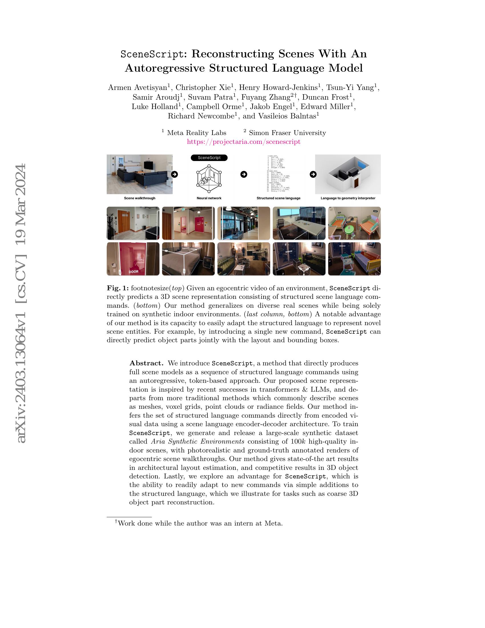 SceneScript: Reconstructing Scenes With An Autoregressive Structured Language Model - 智源社区论文