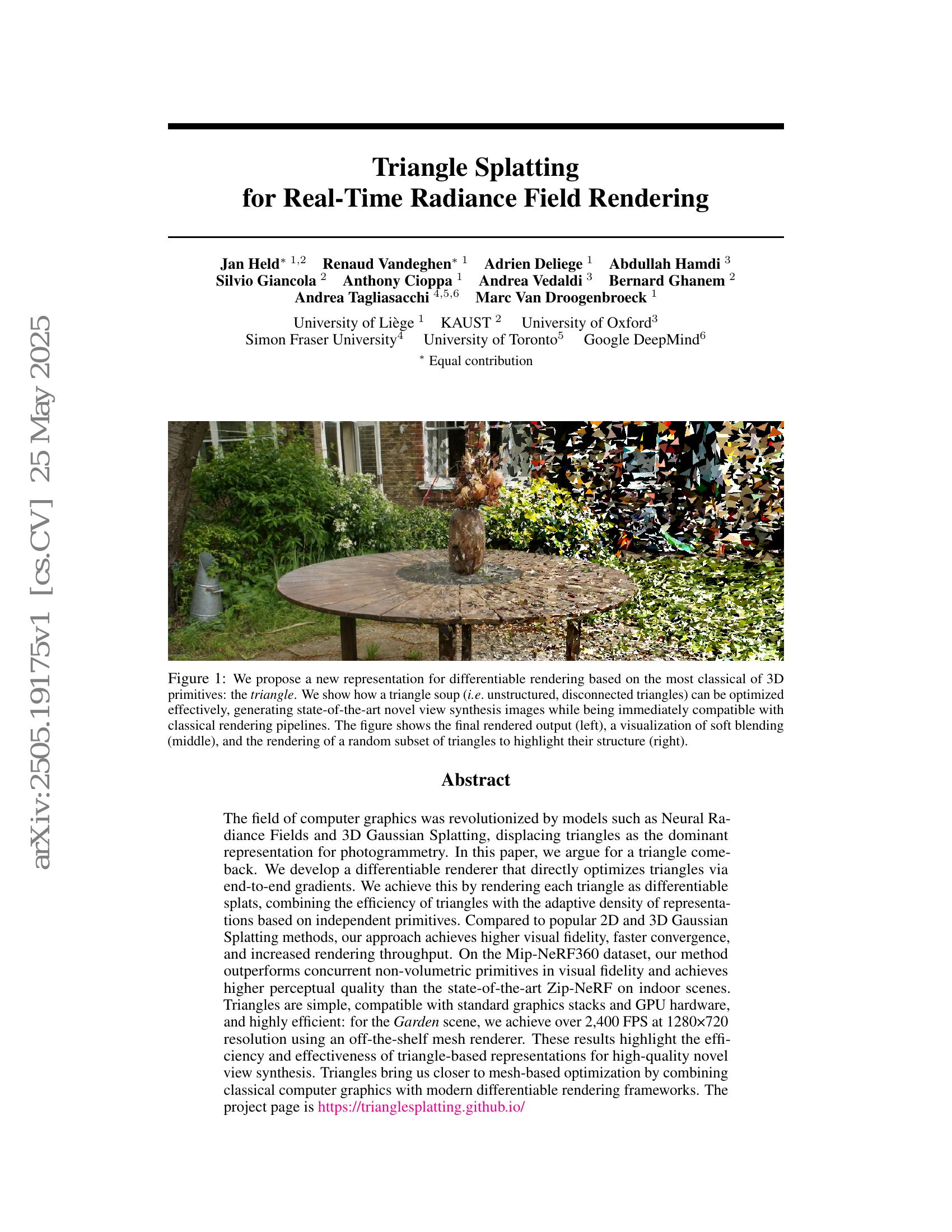 Triangle Splatting for Real-Time Radiance Field Rendering - 智源社区论文
