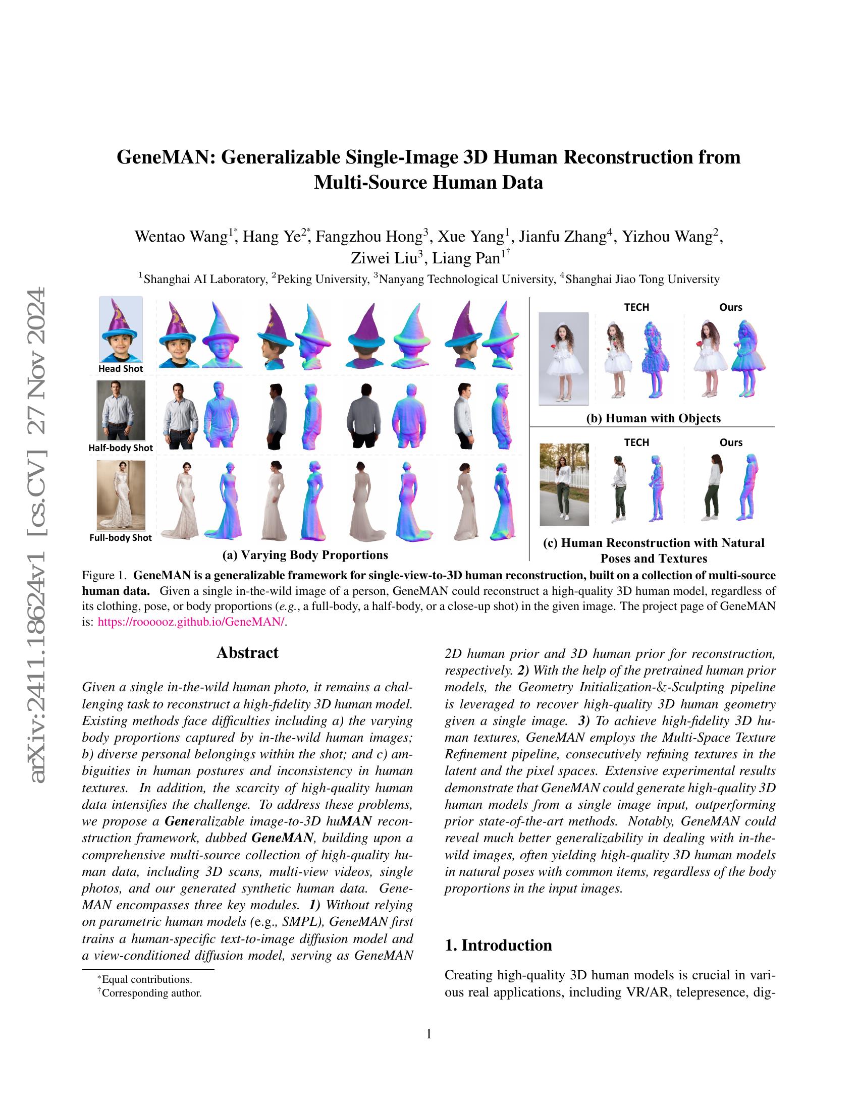 GeneMAN: Generalizable Single-Image 3D Human Reconstruction from Multi ...