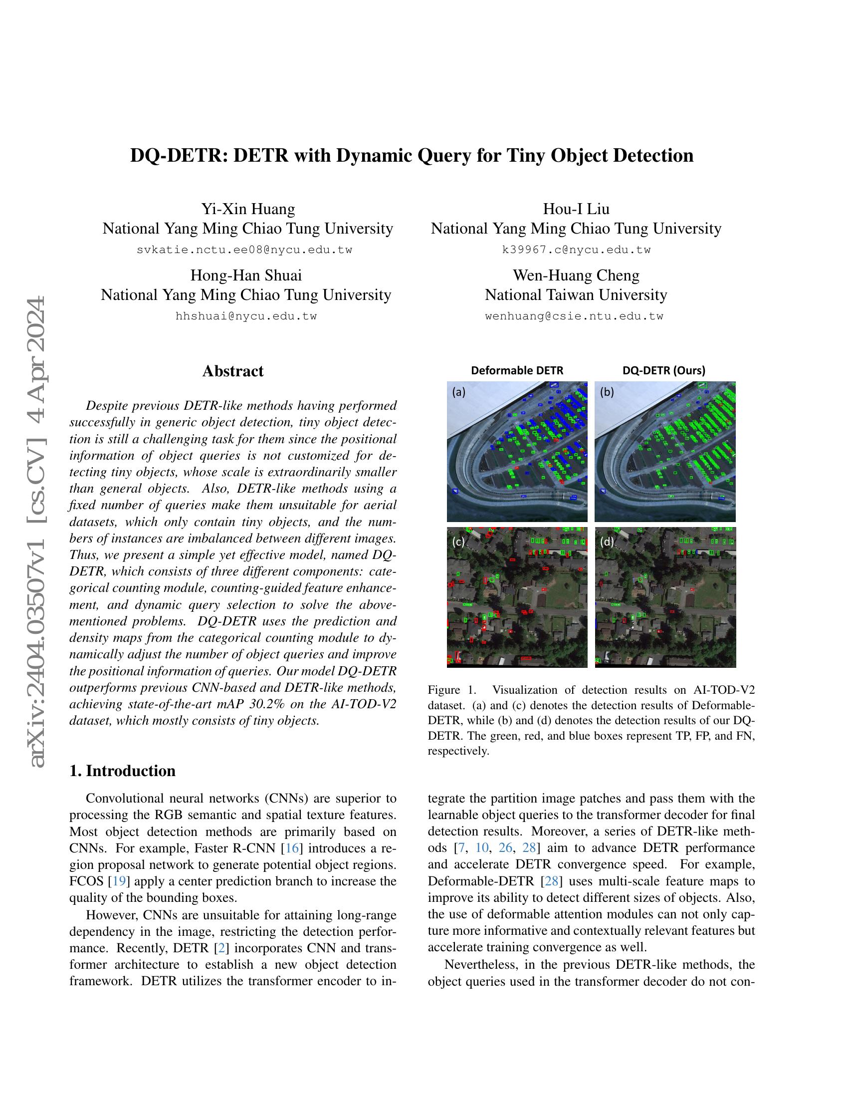 DQ-DETR: DETR with Dynamic Query for Tiny Object Detection - 智源社区论文