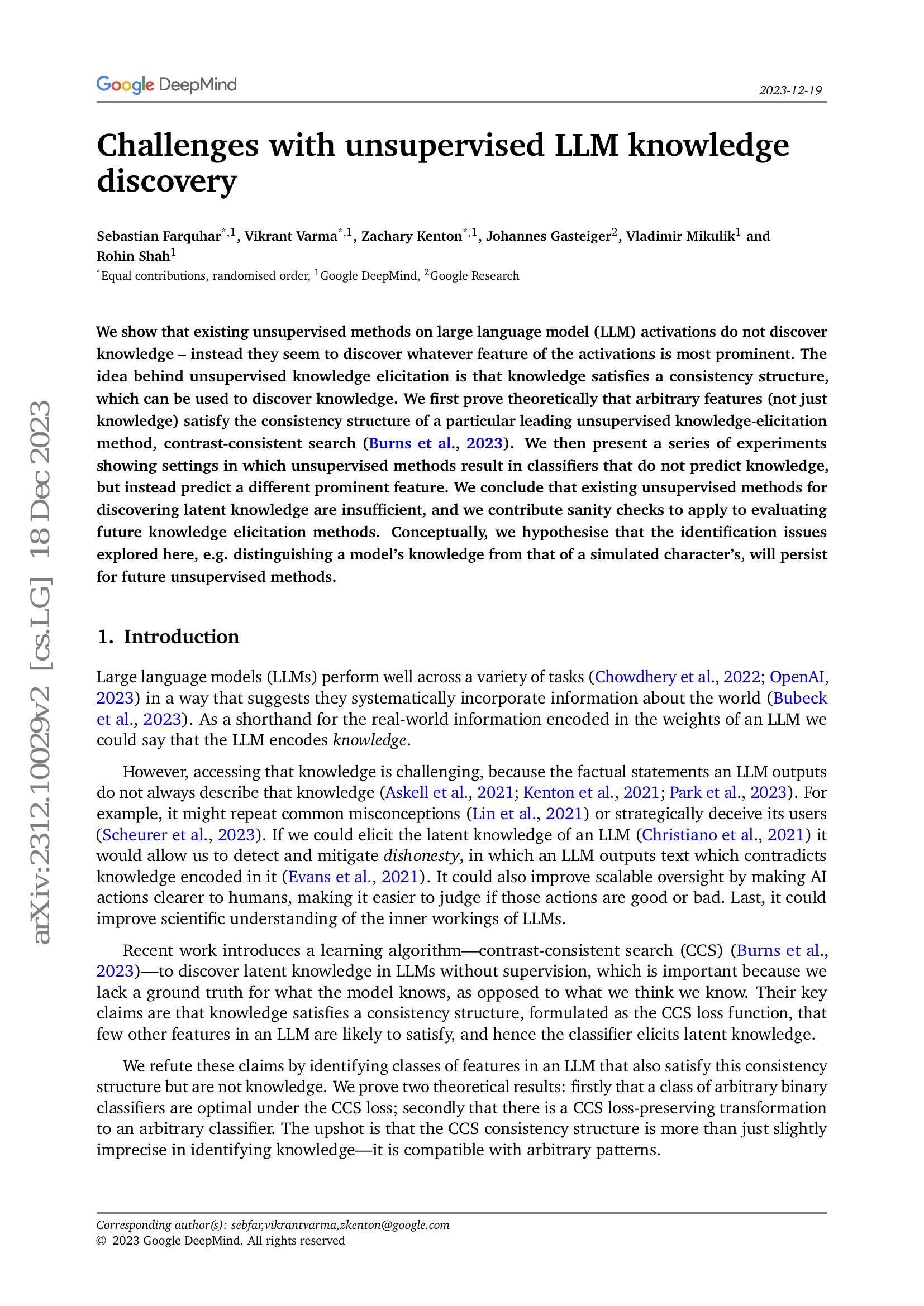 Challenges with unsupervised LLM knowledge discovery - 智源社区论文