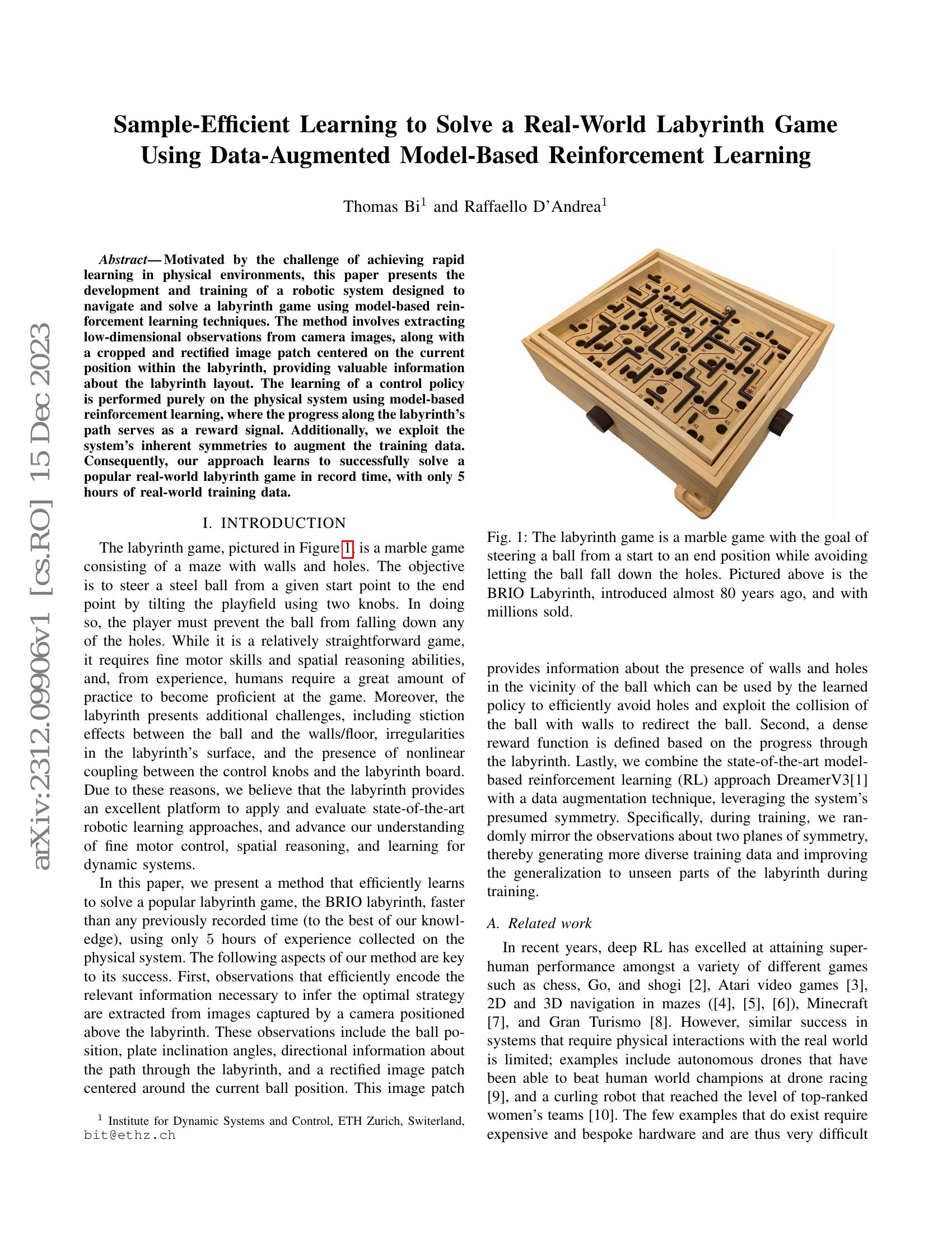 Sample-Efficient Learning to Solve a Real-World Labyrinth Game Using ...