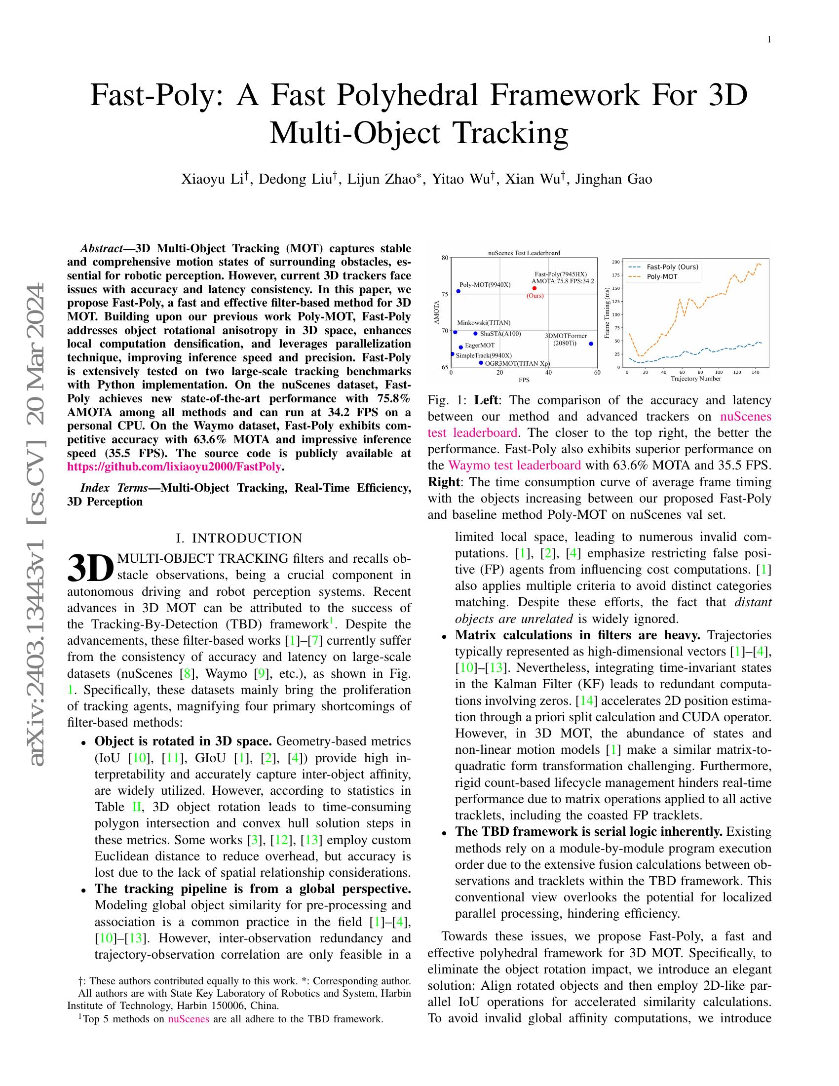 Fast-Poly: A Fast Polyhedral Framework For 3D Multi-Object Tracking - 智源社区论文