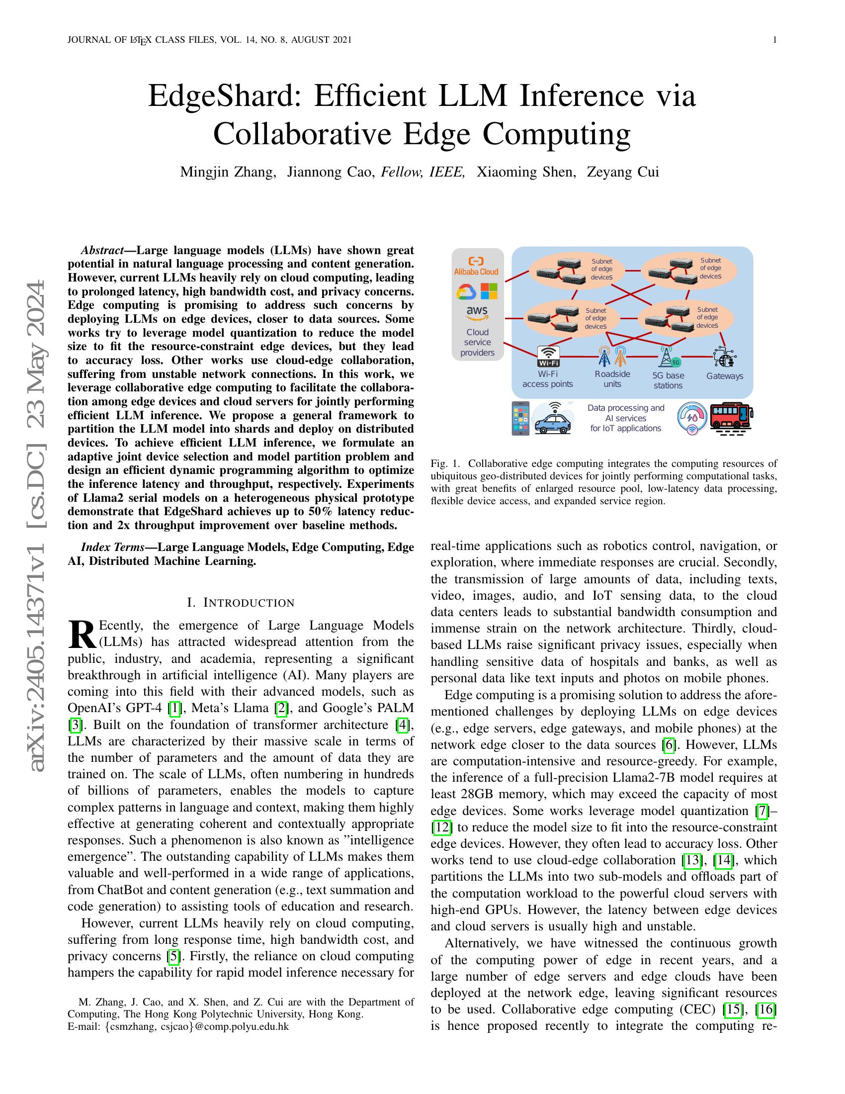 EdgeShard: Efficient LLM Inference via Collaborative Edge Computing - 智源社区论文