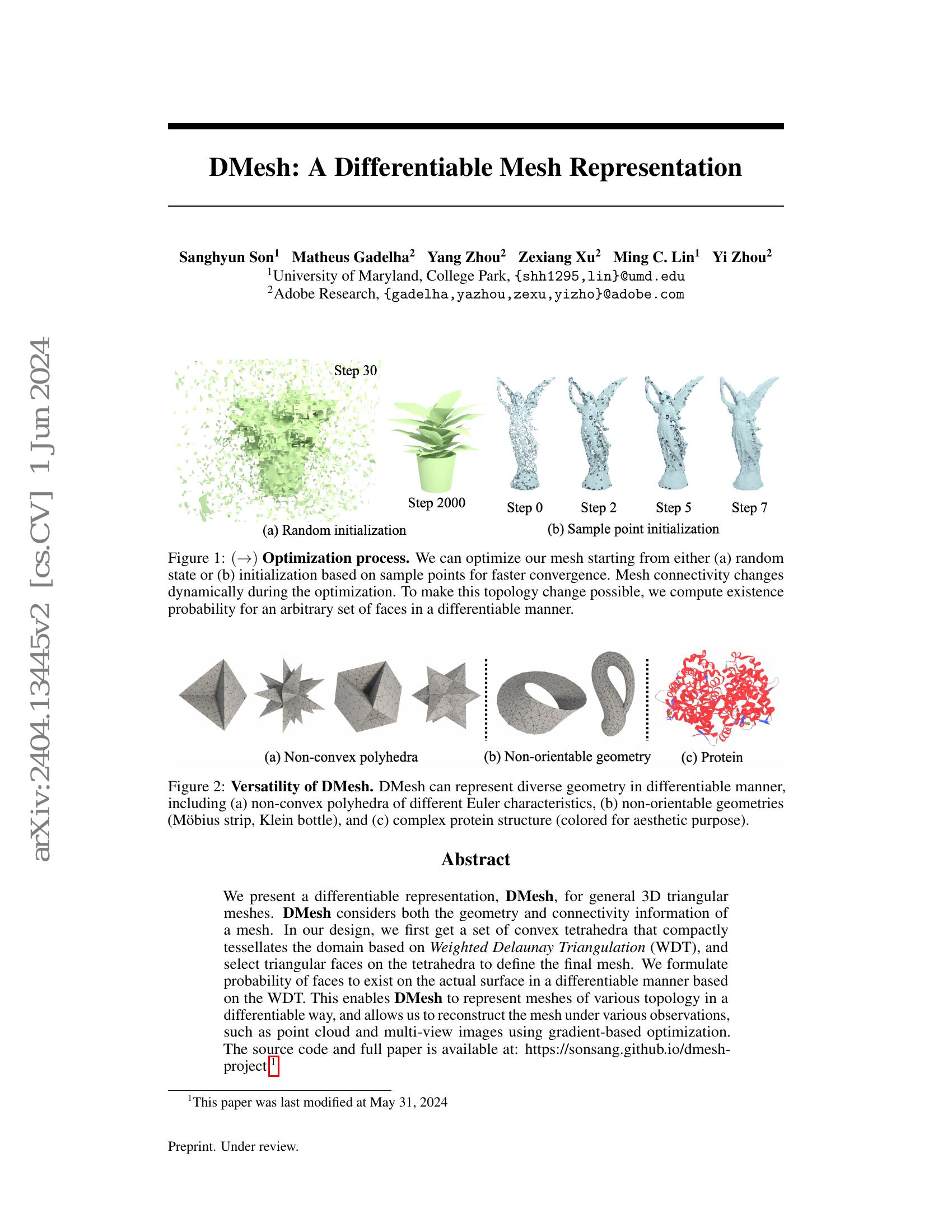 DMesh: A Differentiable Mesh Representation - 智源社区论文