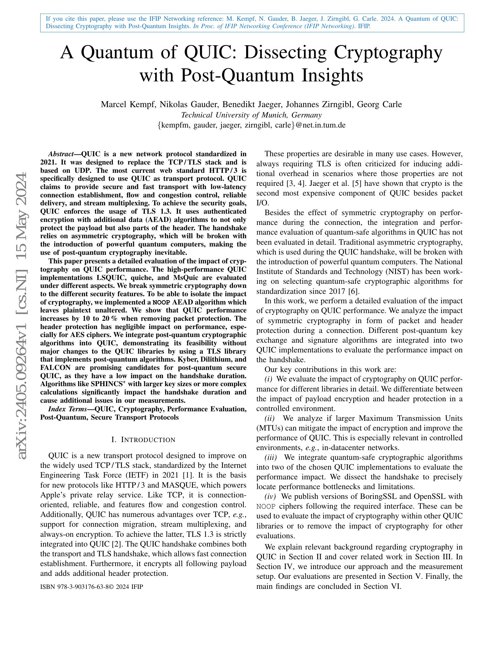 A Quantum of QUIC: Dissecting Cryptography with Post-Quantum Insights ...