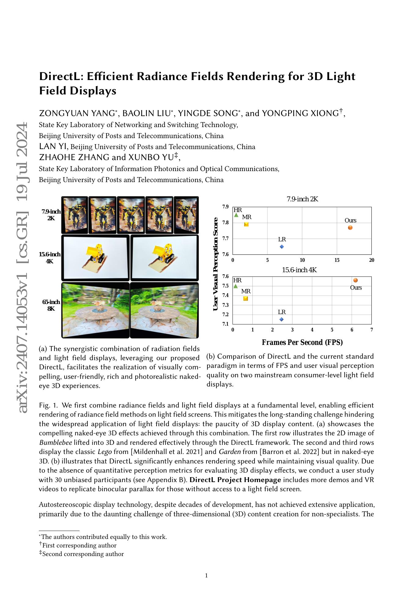 DirectL: Efficient Radiance Fields Rendering for 3D Light Field Displays - 智源社区论文