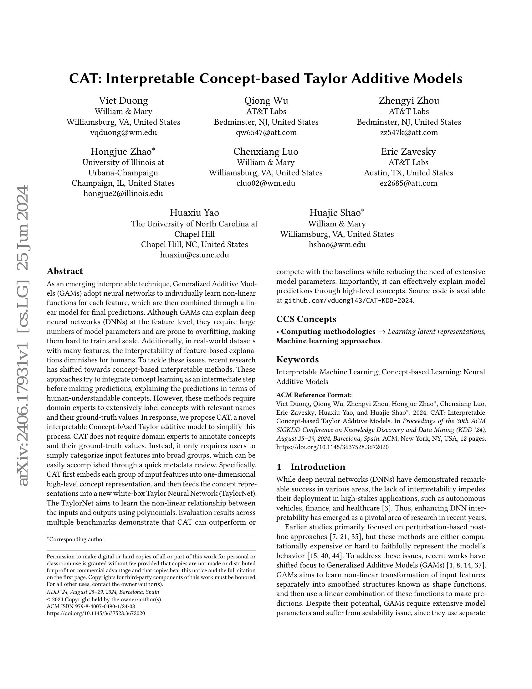 CAT: Interpretable Concept-based Taylor Additive Models - 智源社区论文