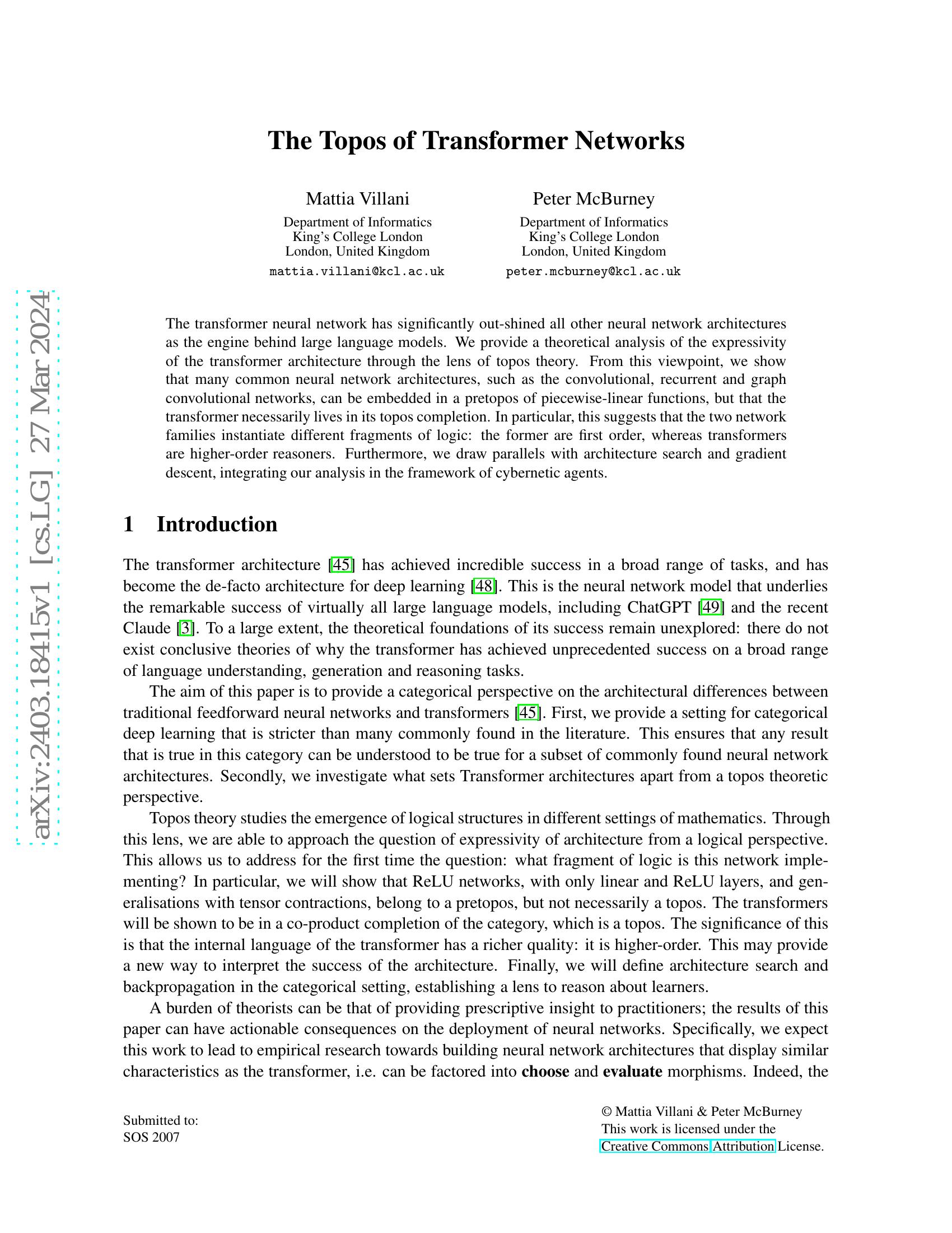 The Topos of Transformer Networks - 智源社区论文