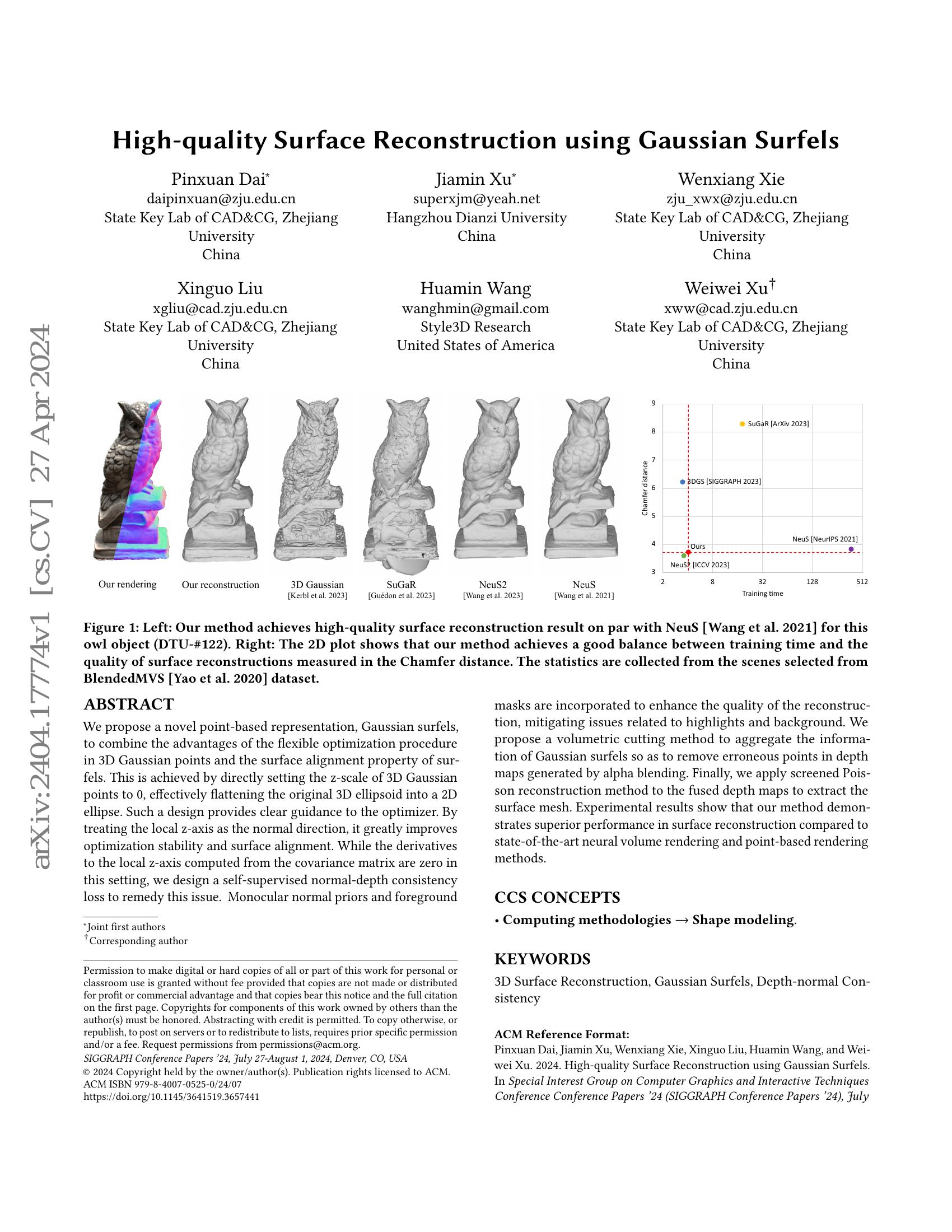 High-quality Surface Reconstruction using Gaussian Surfels - 智源社区论文