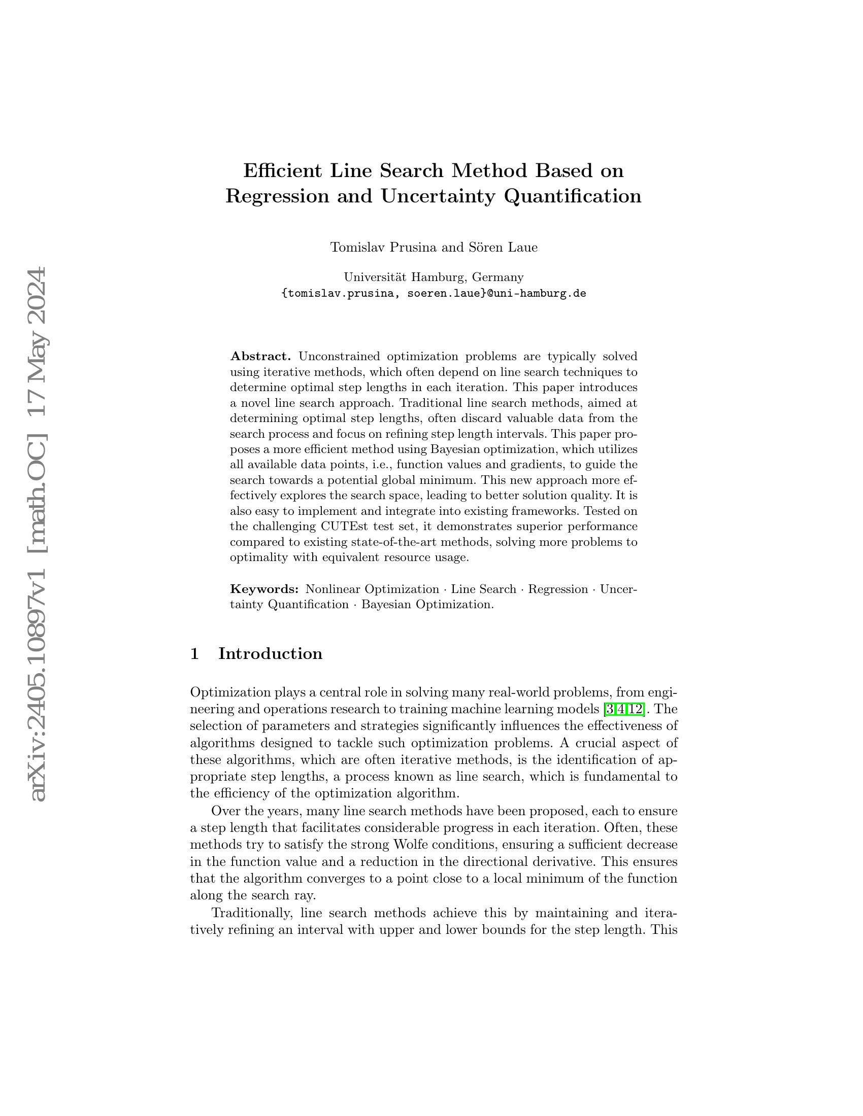 Efficient Line Search Method Based on Regression and Uncertainty ...