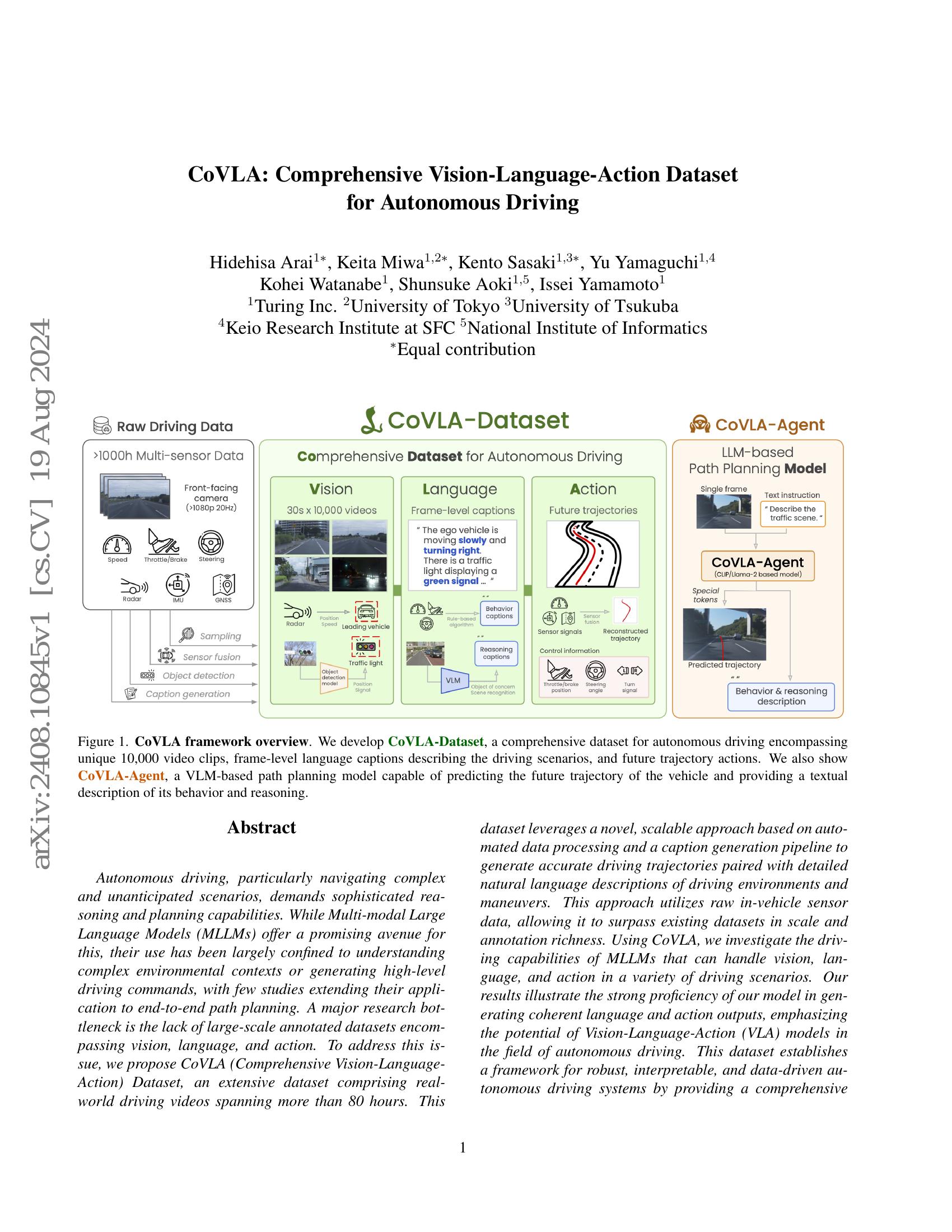 CoVLA: Comprehensive Vision-Language-Action Dataset for Autonomous ...