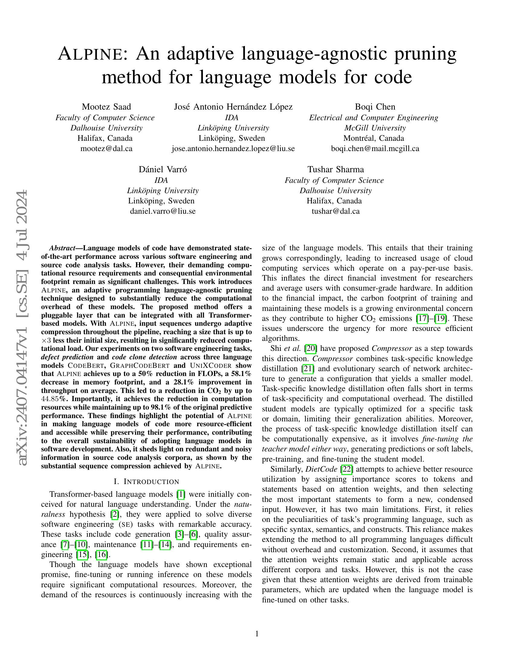 ALPINE: An adaptive language-agnostic pruning method for language ...