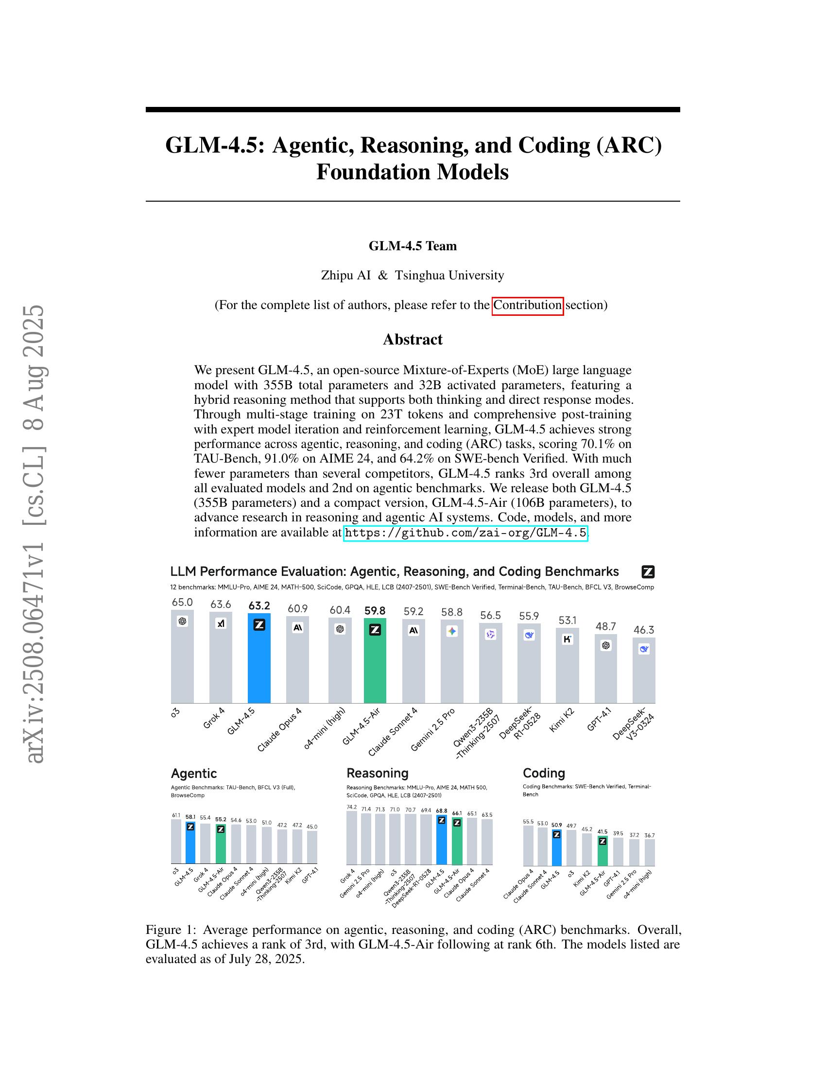 GLM-4.5: Agentic, Reasoning, and Coding (ARC) Foundation Models - 智源社区论文