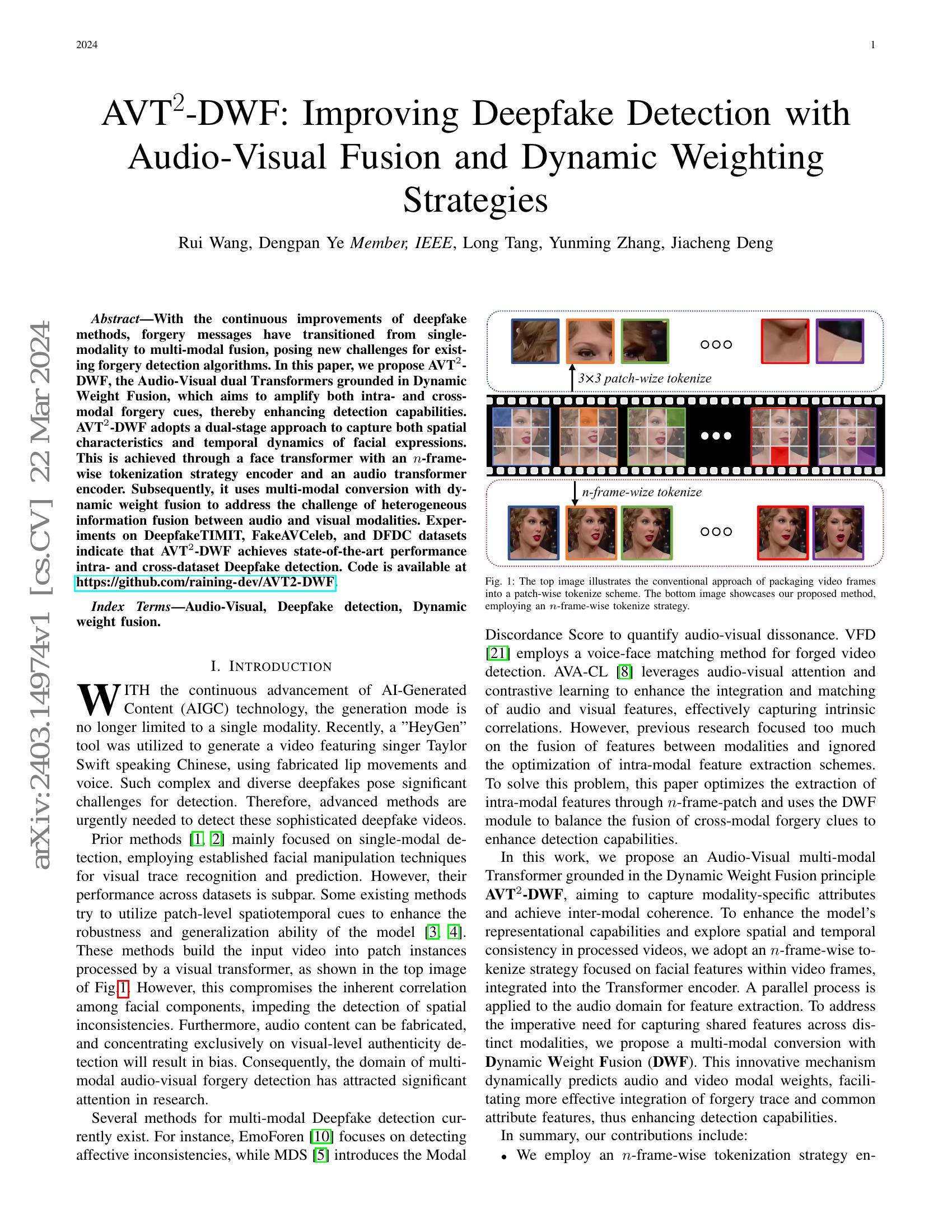 AVT2-DWF: Improving Deepfake Detection with Audio-Visual Fusion and ...