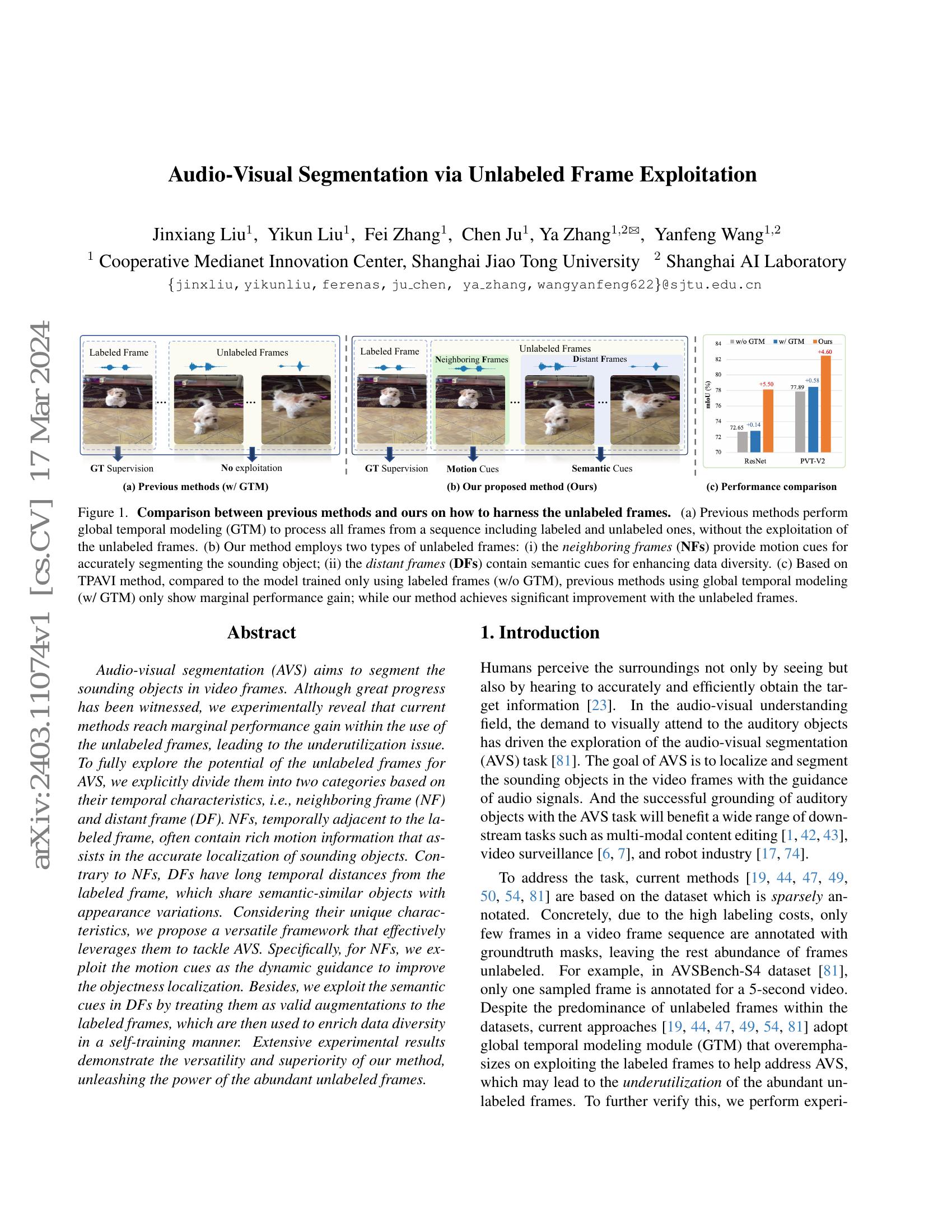 Audio-Visual Segmentation via Unlabeled Frame Exploitation - 智源社区论文