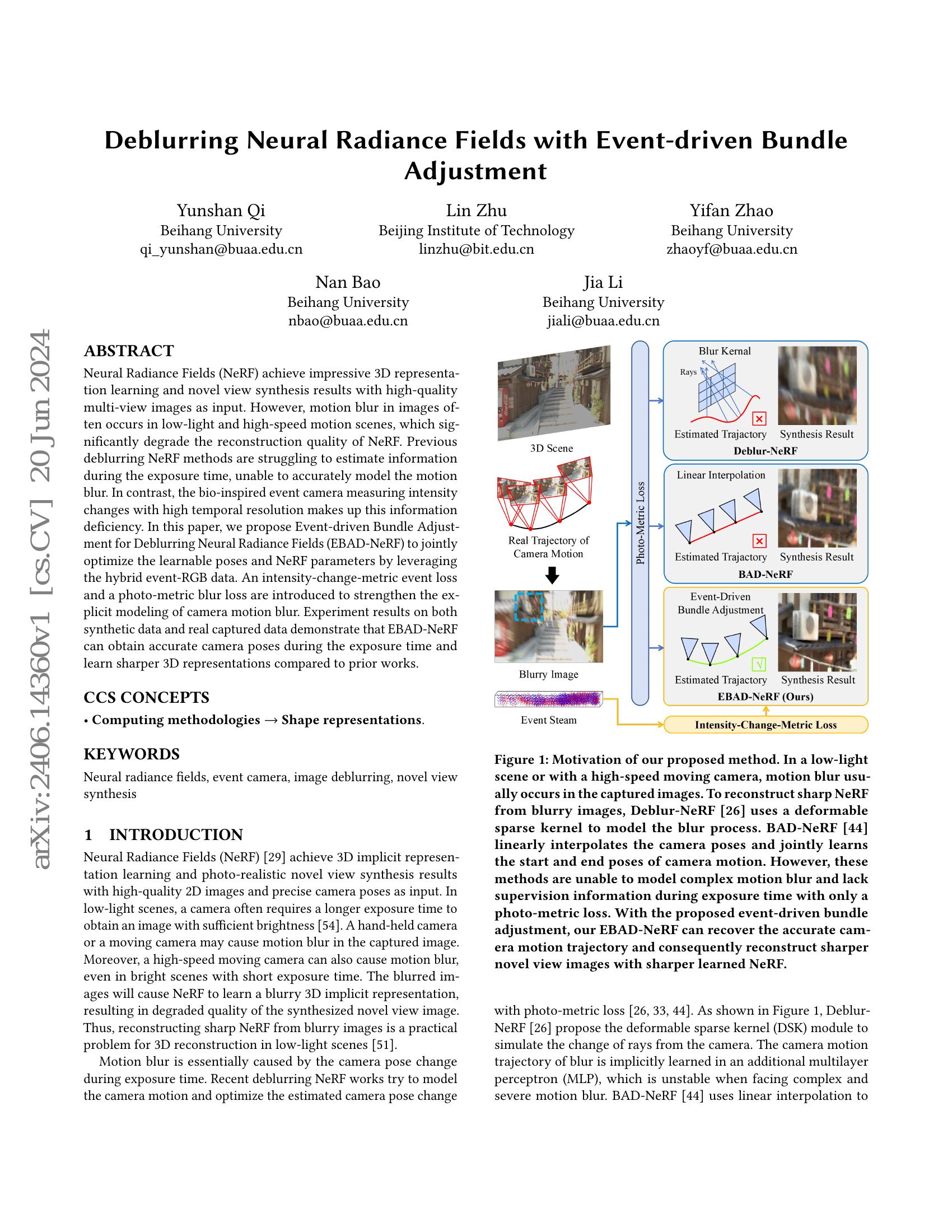 Deblurring Neural Radiance Fields with Event-driven Bundle Adjustment - 智源社区论文