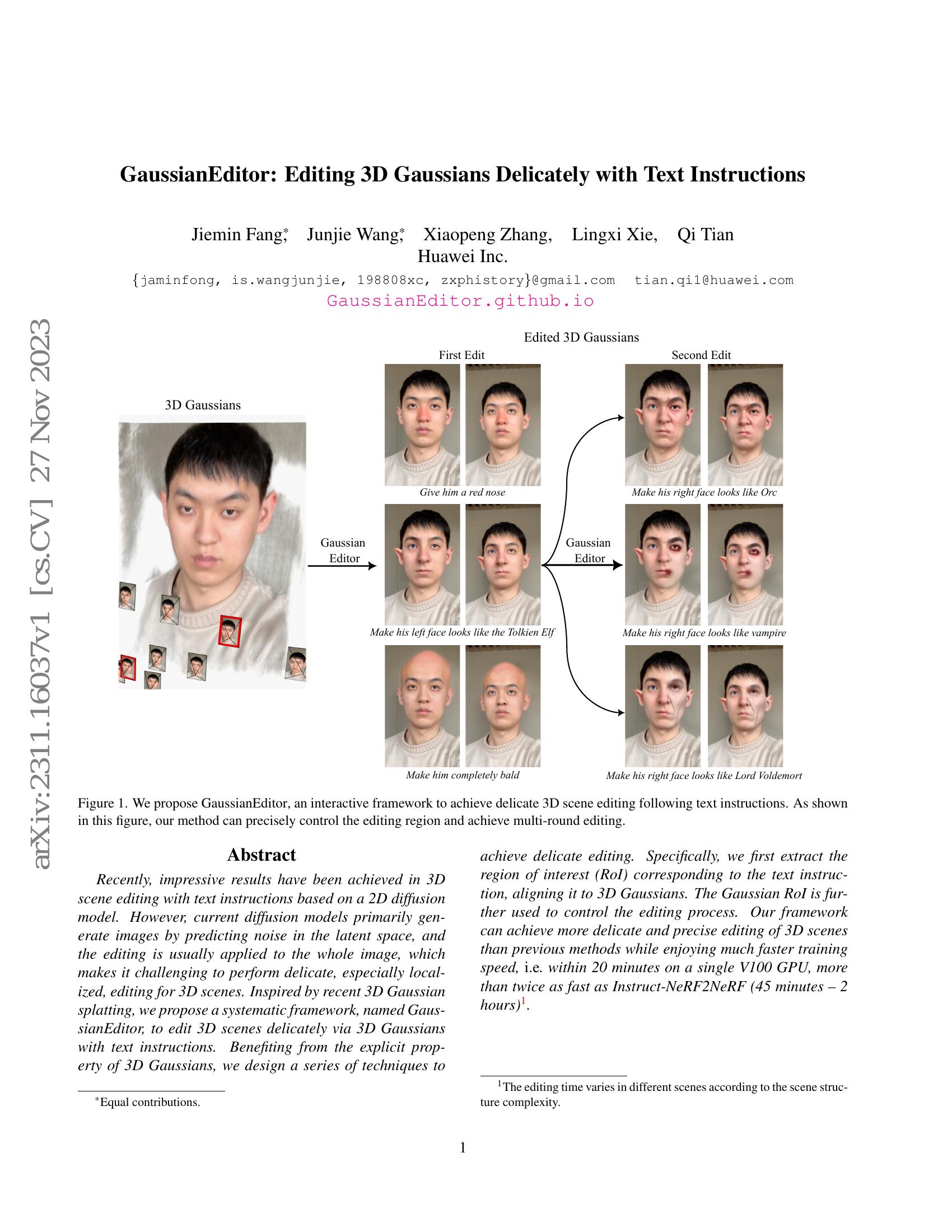 Gaussianeditor Editing 3d Gaussians Delicately With Text Instructions 智源社区论文