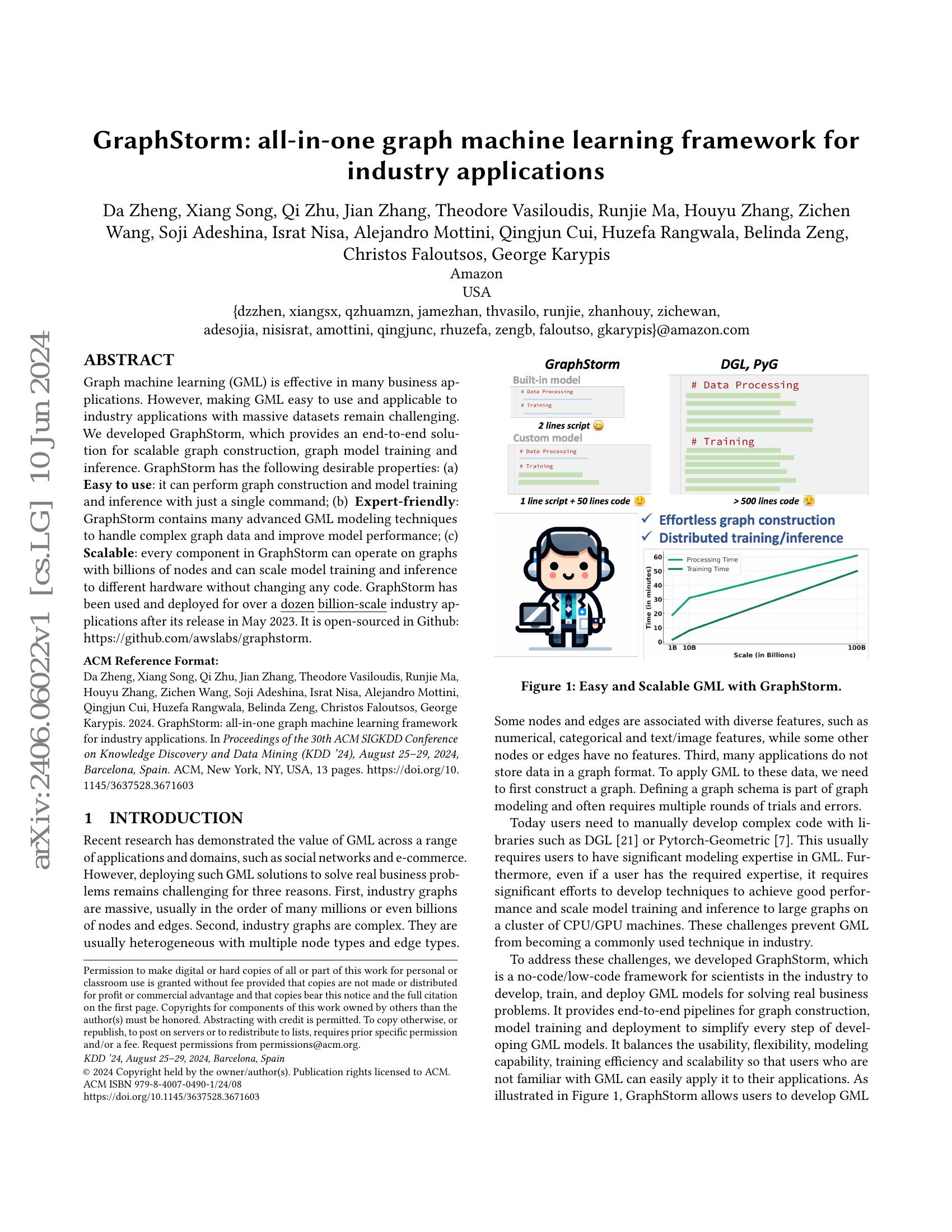 GraphStorm: all-in-one graph machine learning framework for industry applications - 智源社区论文