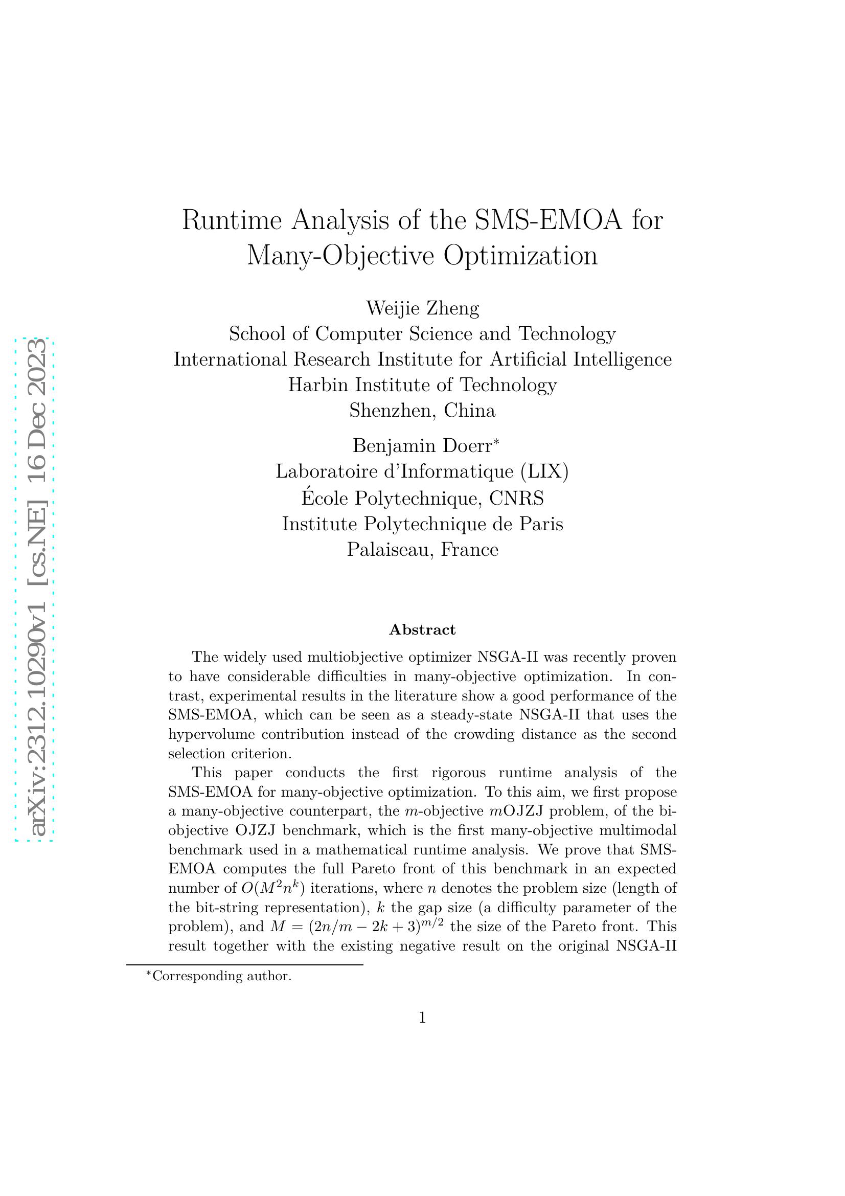Runtime Analysis of the SMS-EMOA for Many-Objective Optimization - 智源社区论文