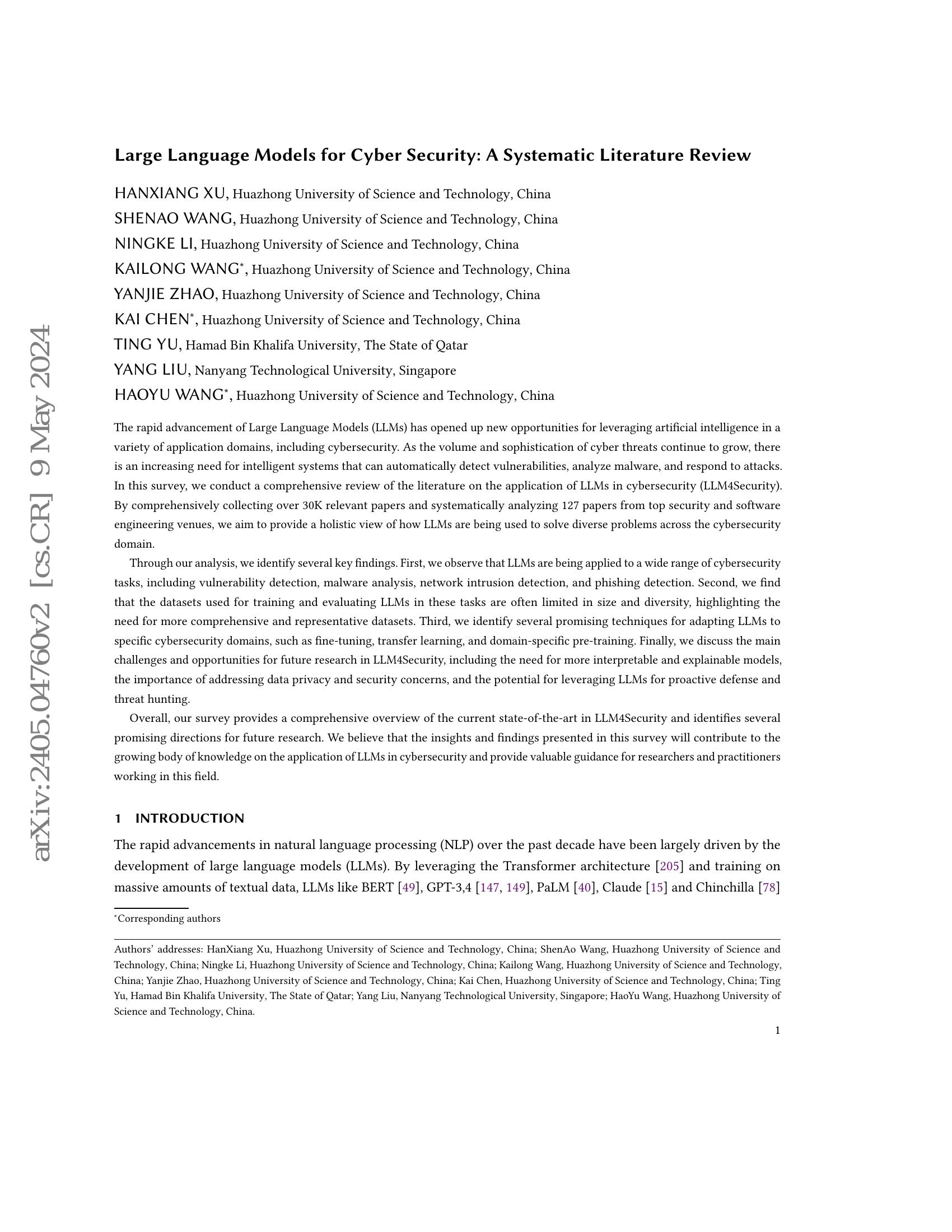 Large Language Models for Cyber Security: A Systematic Literature Review - 智源社区论文