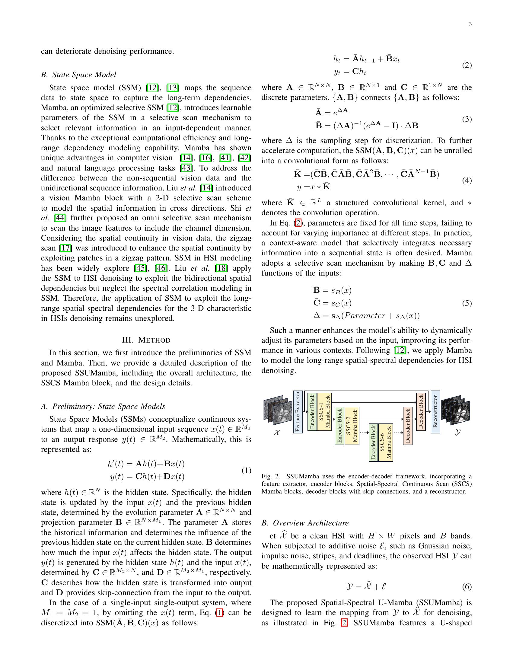 SSUMamba: Spatial-Spectral Selective State Space Model for ...
