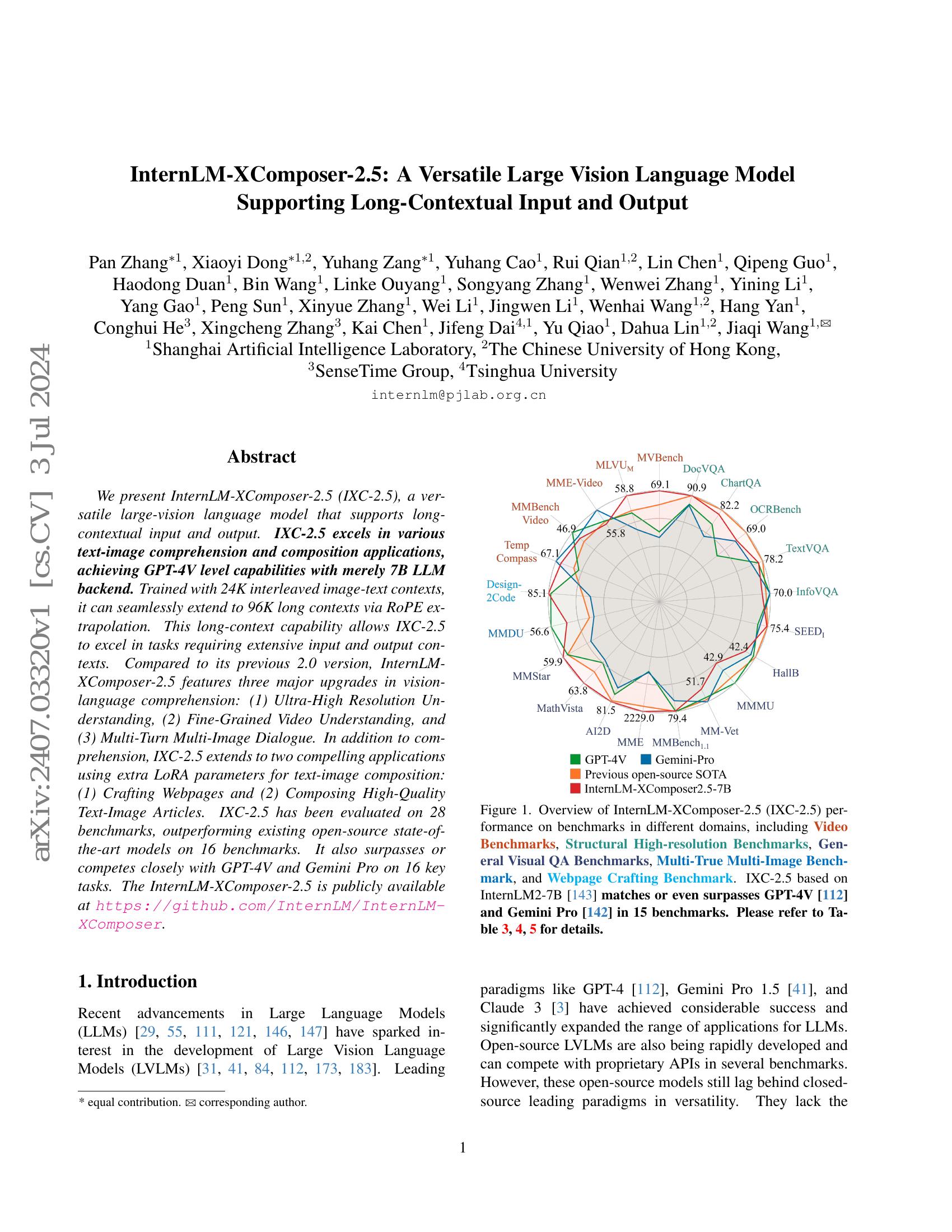 InternLM-XComposer-2.5: A Versatile Large Vision Language Model Supporting Long-Contextual Input ...