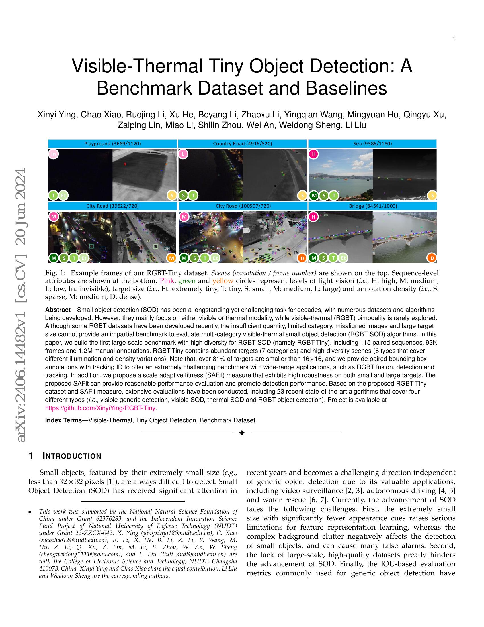 Visible-Thermal Tiny Object Detection: A Benchmark Dataset and Baselines - 智源社区论文