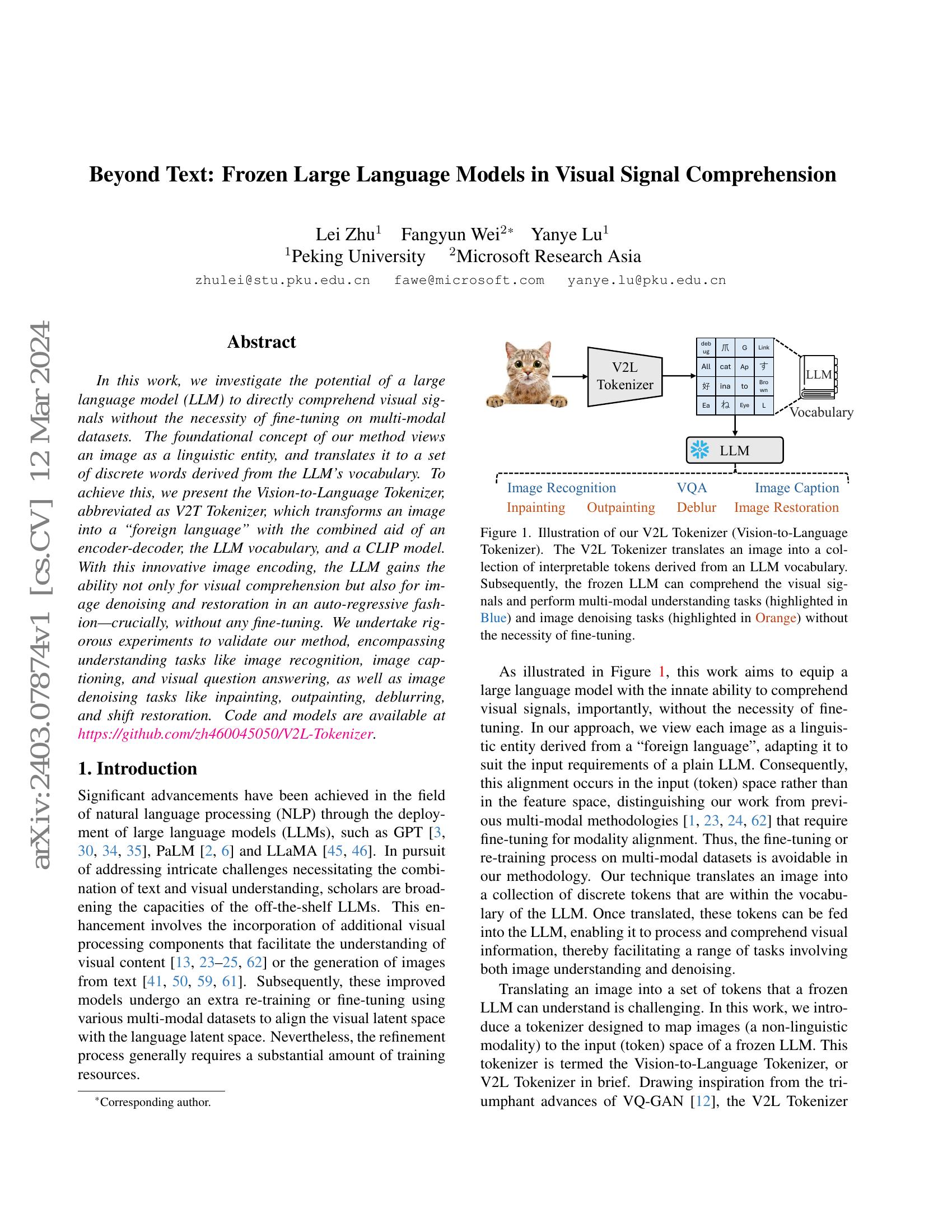 Beyond Text: Frozen Large Language Models in Visual Signal ...