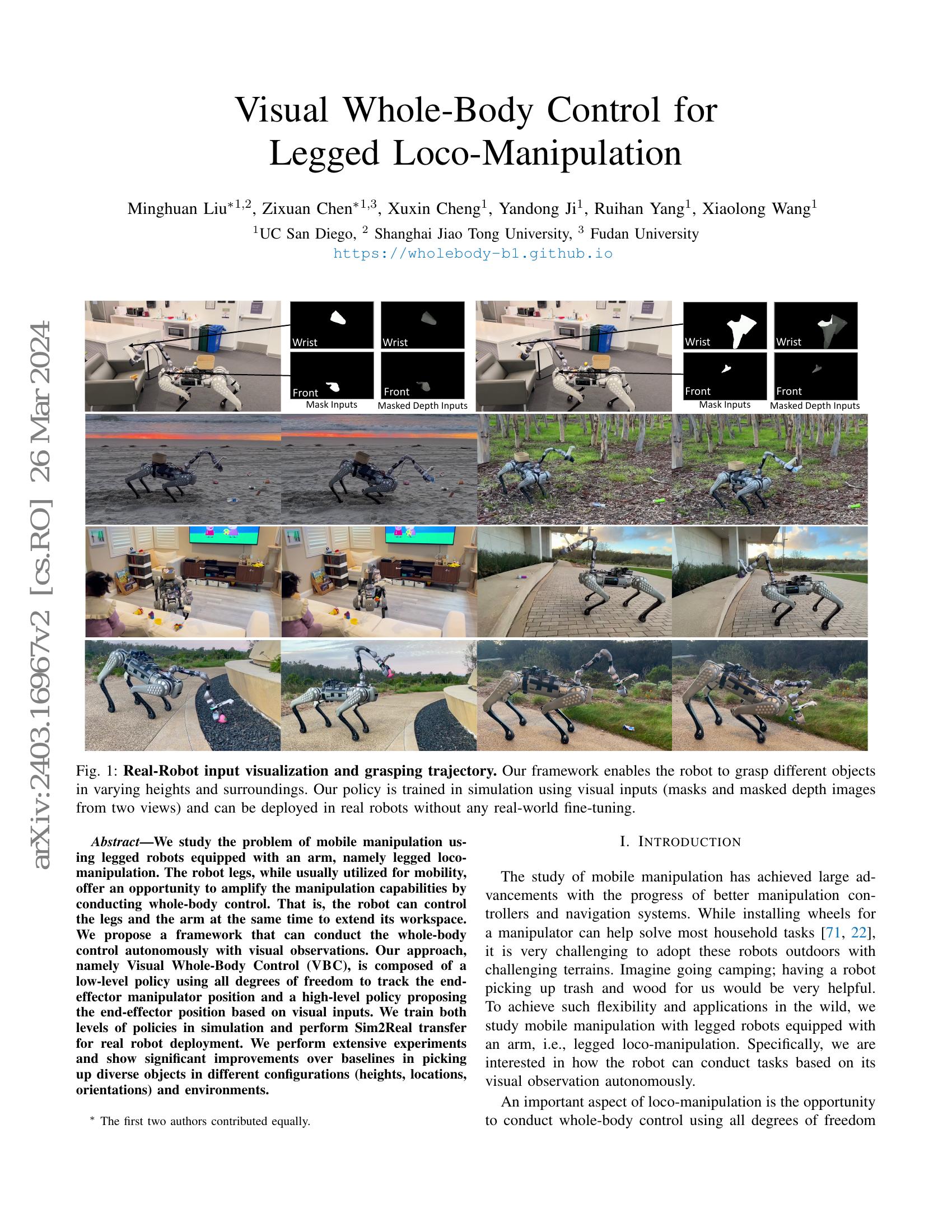 Visual Whole-Body Control for Legged Loco-Manipulation - 智源社区论文