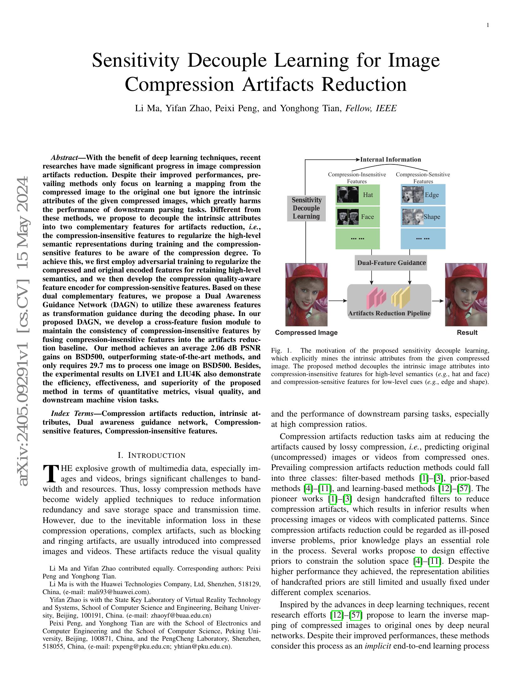 Sensitivity Decouple Learning for Image Compression Artifacts Reduction ...