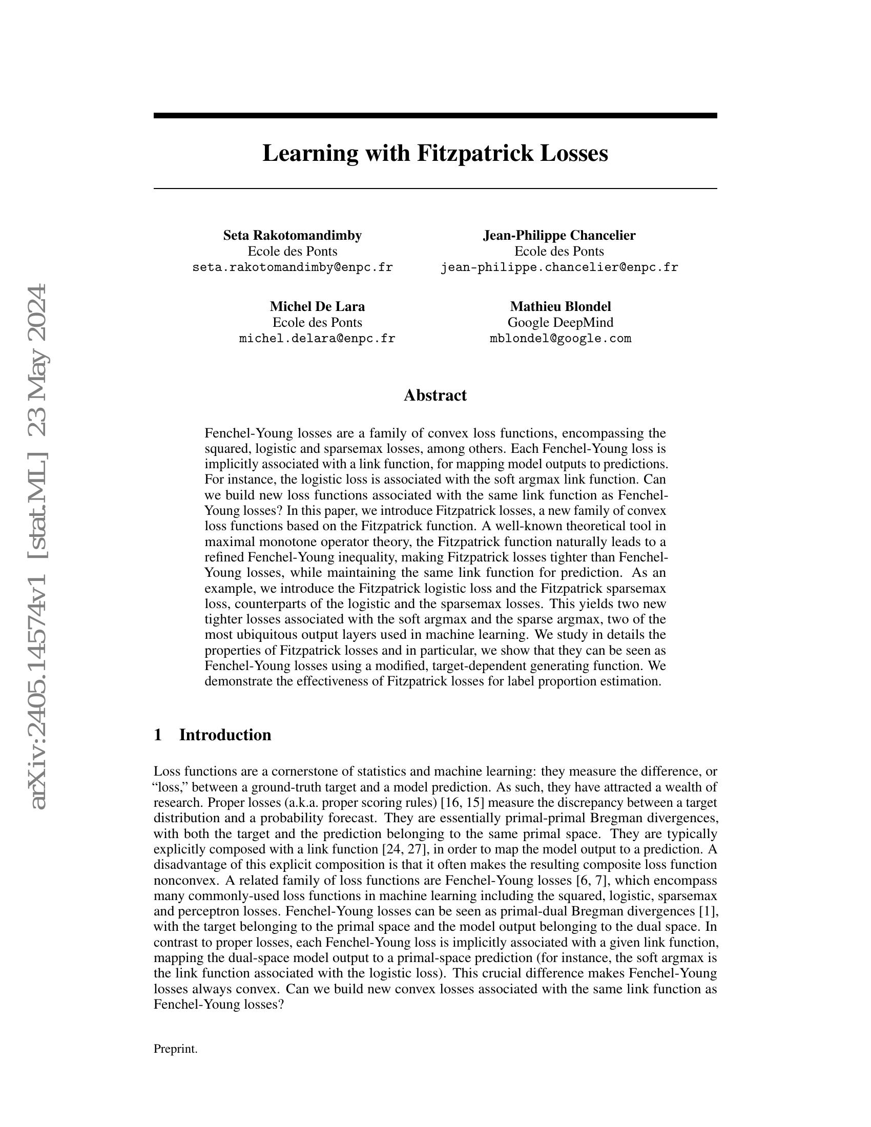 Learning with Fitzpatrick Losses - 智源社区论文