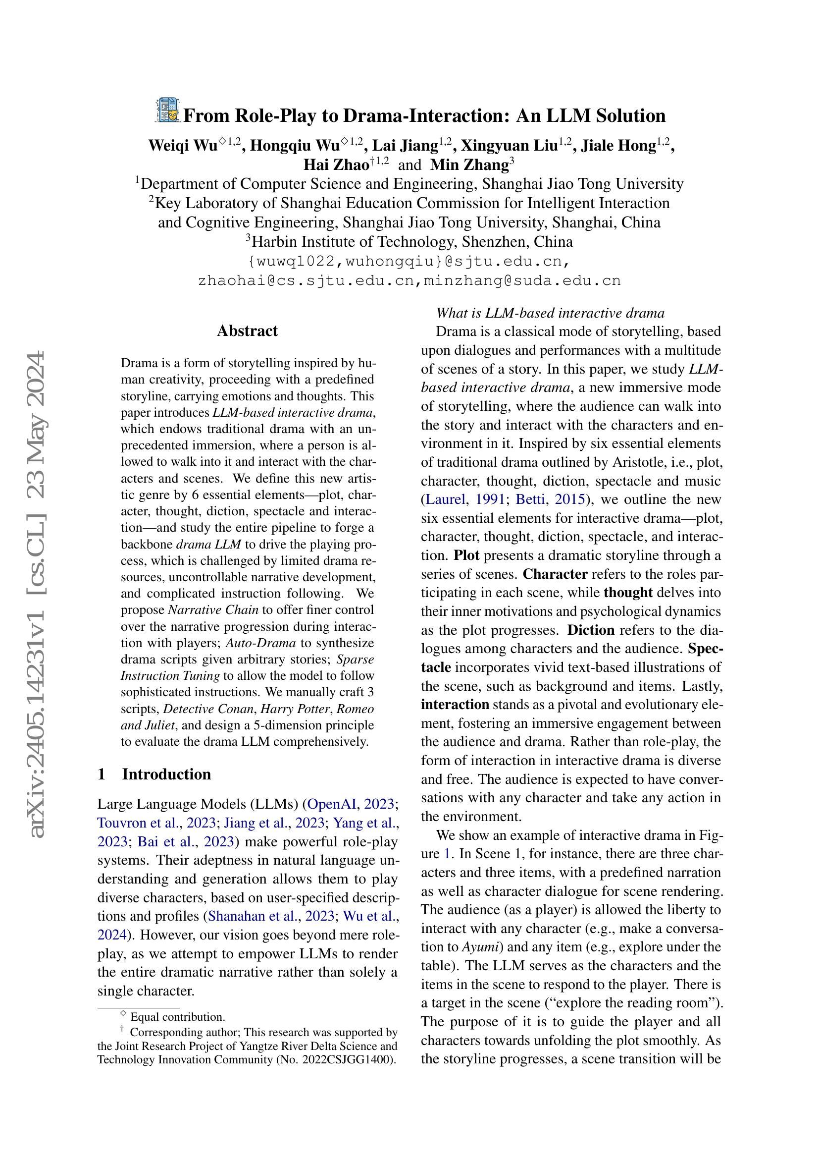 From Role-Play to Drama-Interaction: An LLM Solution - 智源社区论文