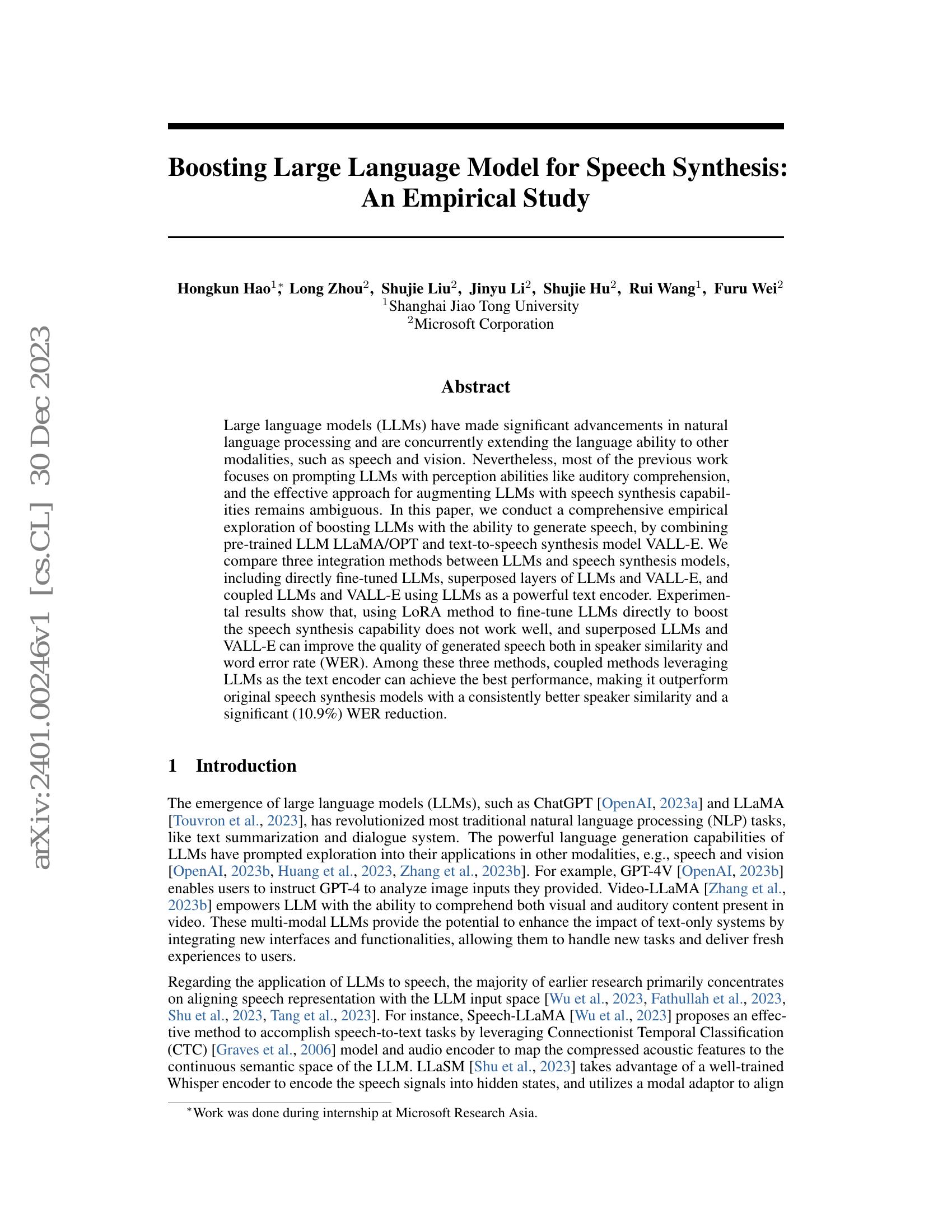 Boosting Large Language Model for Speech Synthesis: An Empirical Study ...