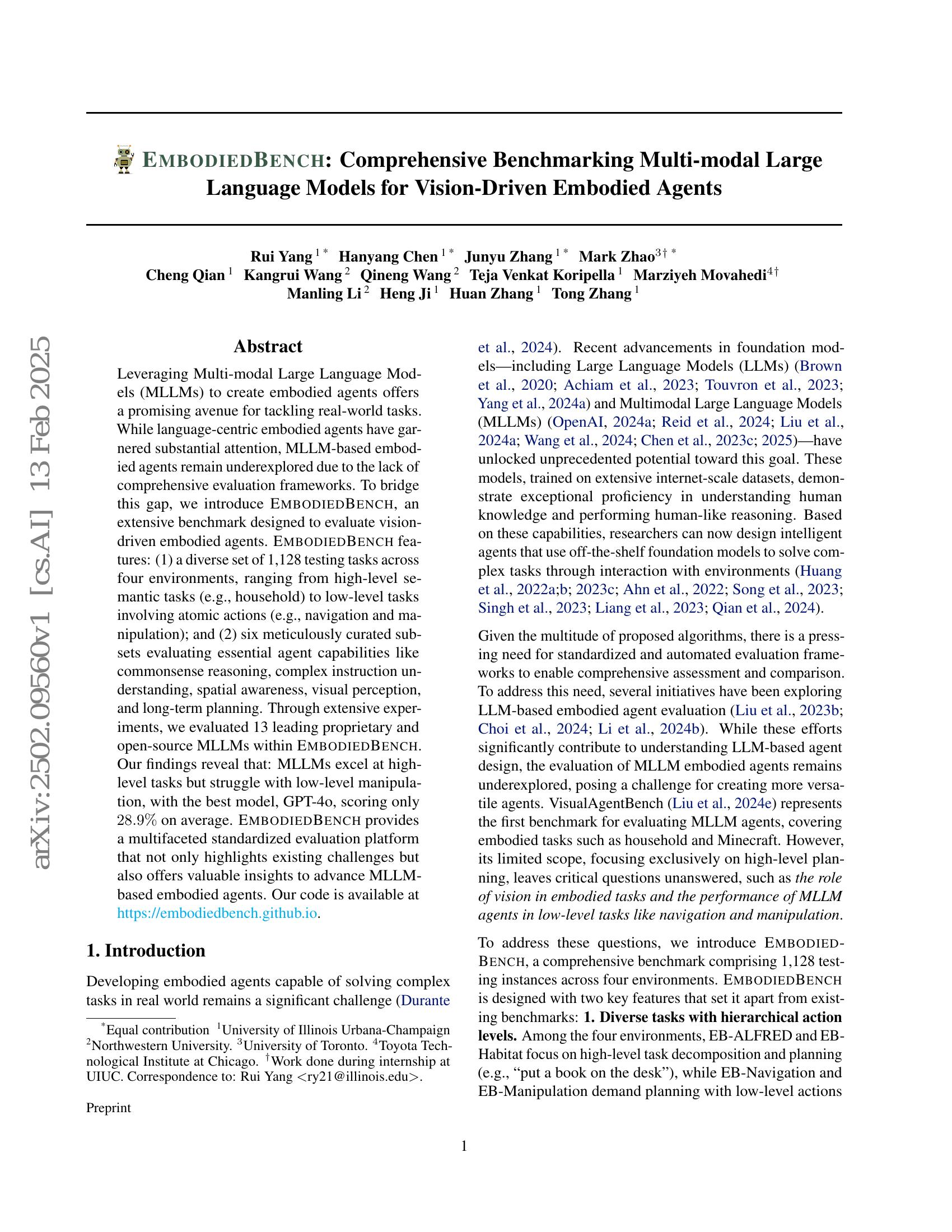 EmbodiedBench: Comprehensive Benchmarking Multi-modal Large Language Models for Vision-Driven ...