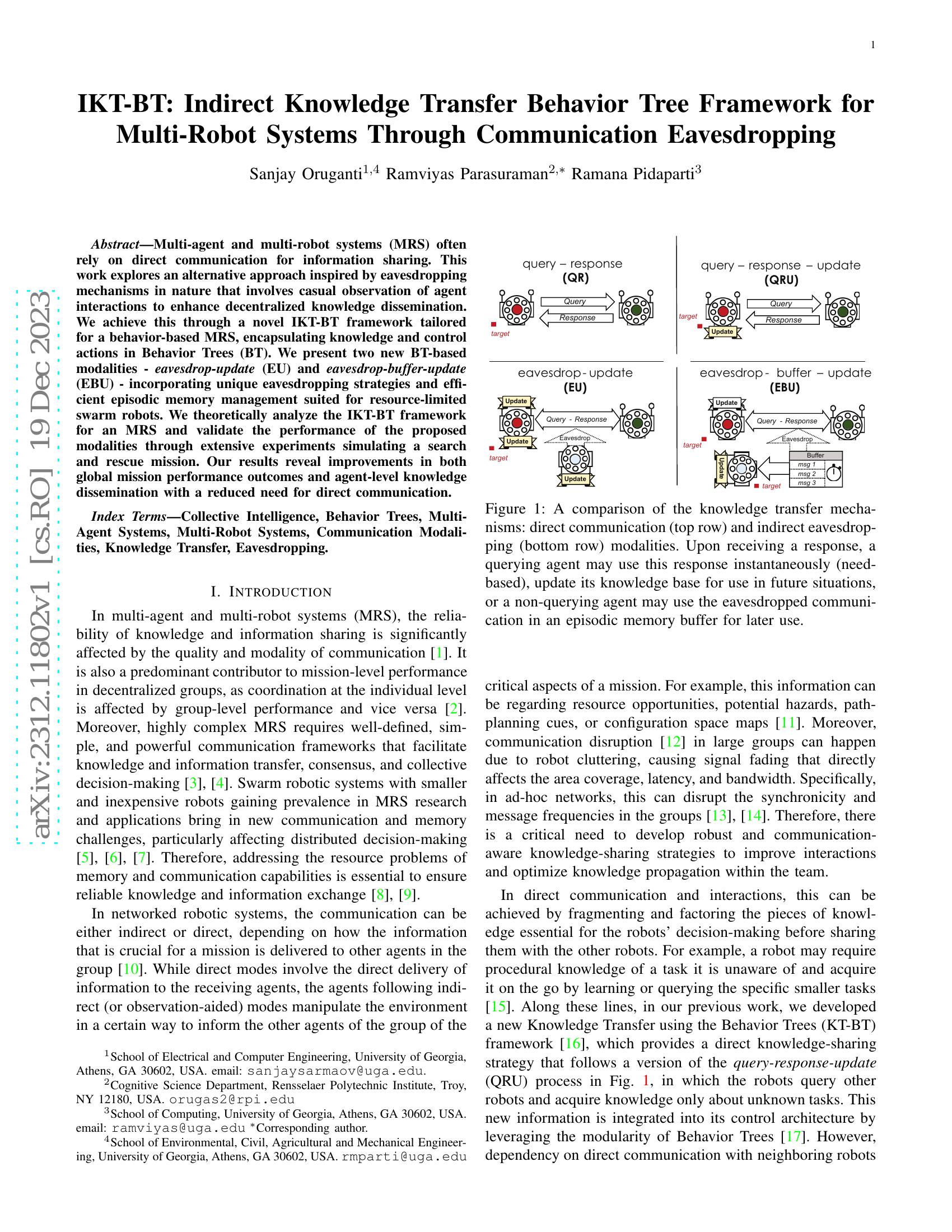 IKT-BT: Indirect Knowledge Transfer Behavior Tree Framework for Multi ...