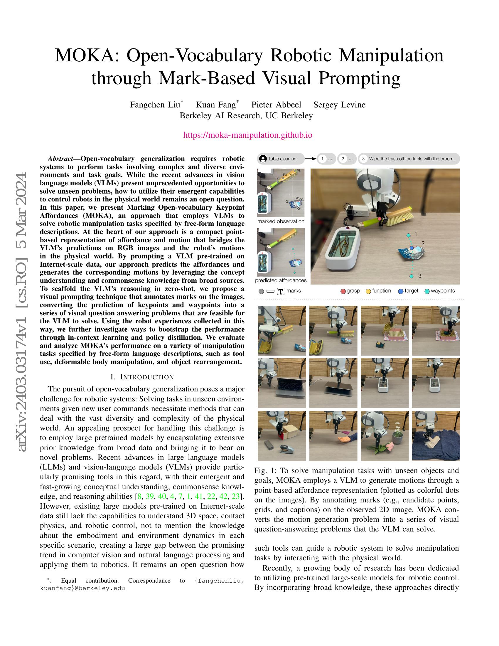 MOKA: Open-Vocabulary Robotic Manipulation through Mark-Based Visual ...