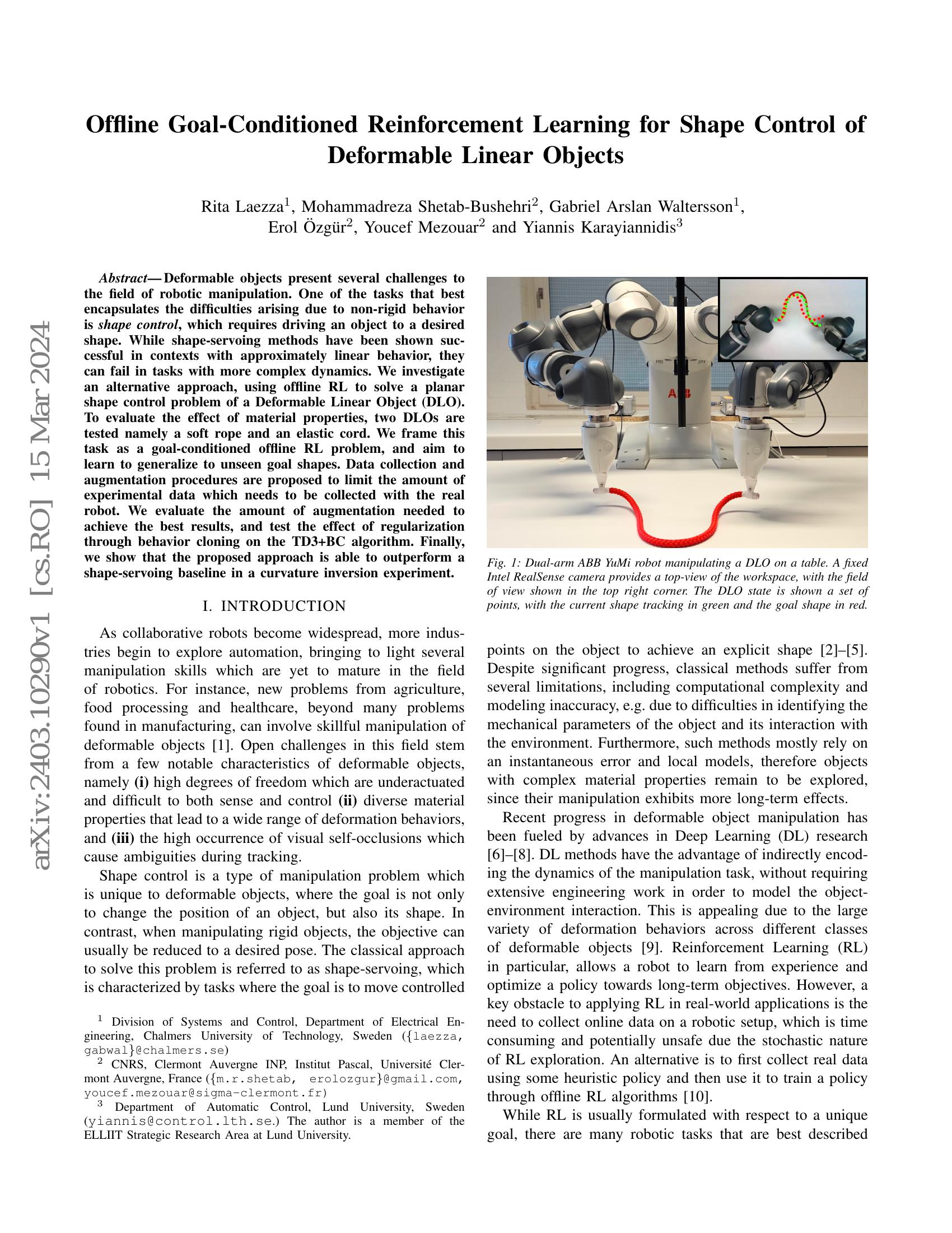 Offline Goal-Conditioned Reinforcement Learning for Shape Control of Deformable Linear Objects ...