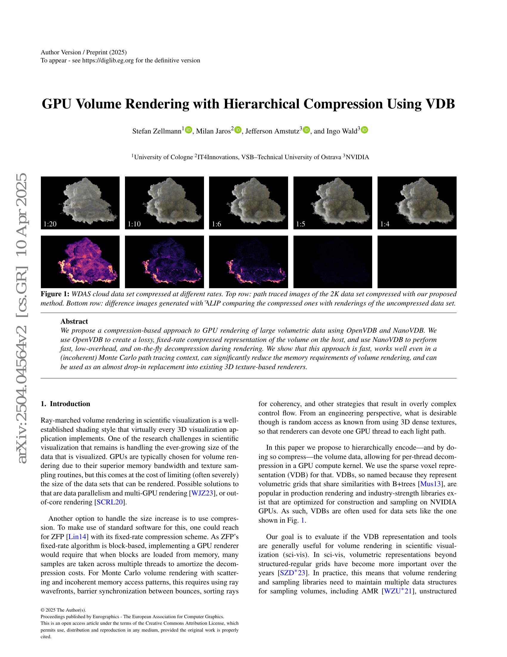 GPU Volume Rendering with Hierarchical Compression Using VDB - 智源社区论文